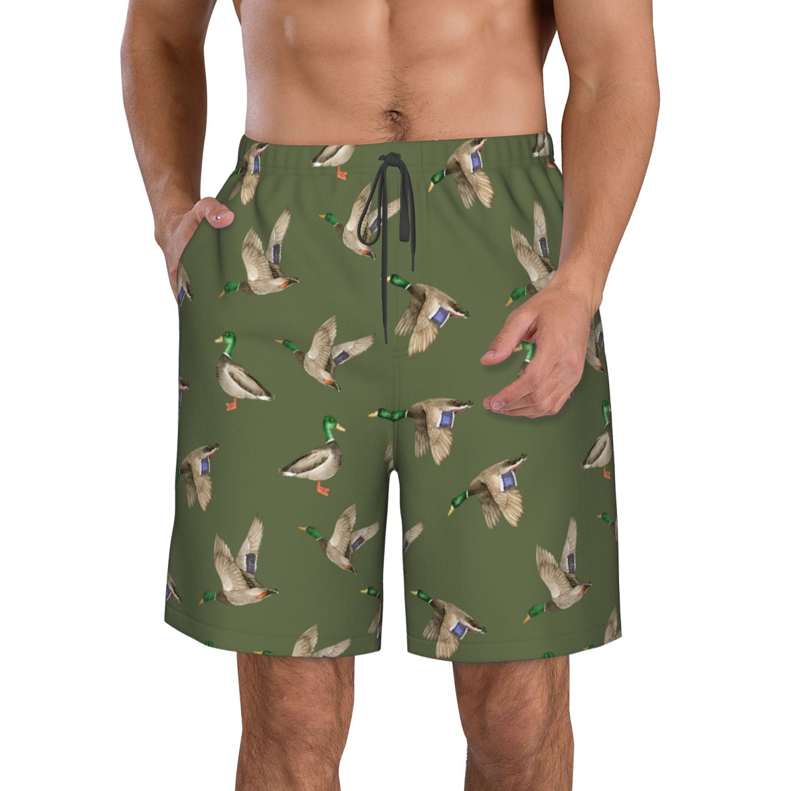 Fuzoiu Birds Wild Ducks Print Men's Beach Shorts,Men's Swim Trunks ...