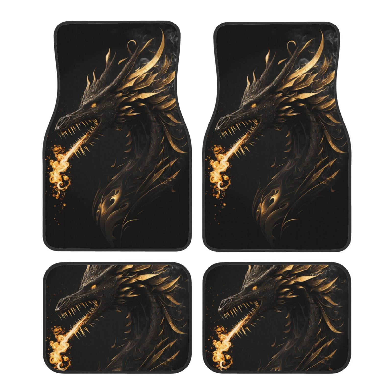 Fuzoiu Black And Gold Fire Dragon Print Carpet Floor Mats for Car,Car ...