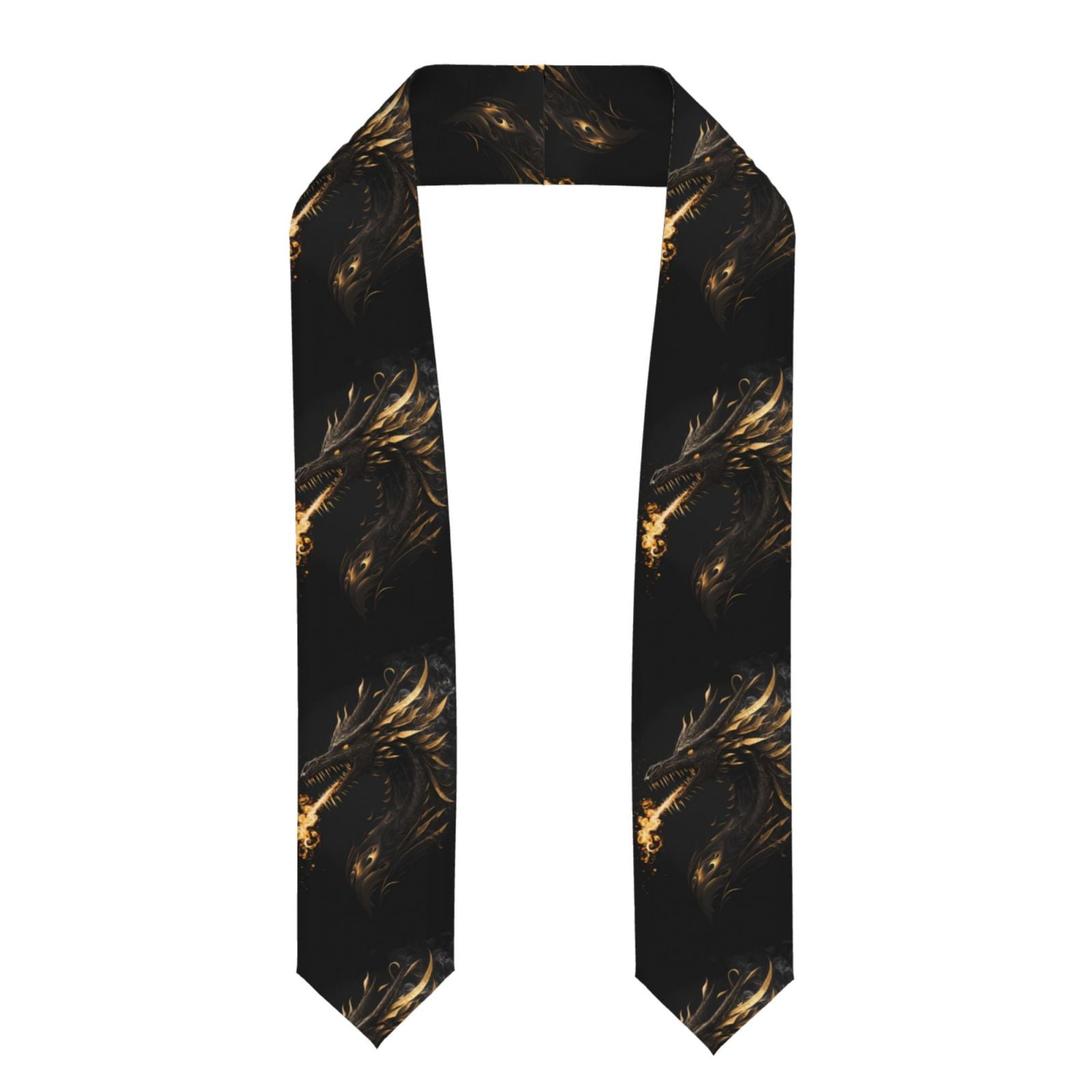 Fuzoiu Black And Gold Fire Dragon Print Graduation Sash,Graduation ...