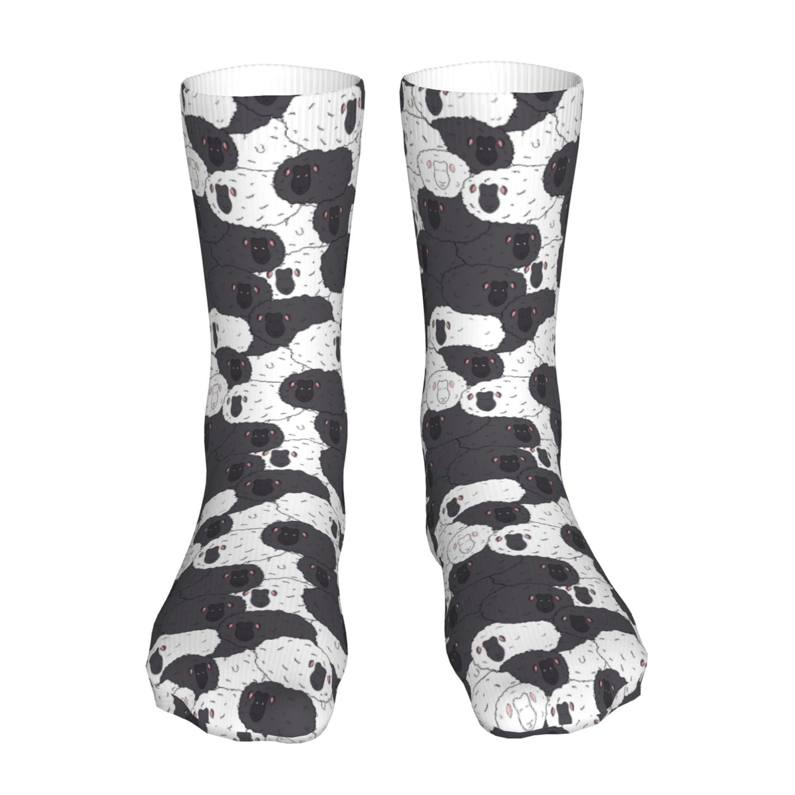 Fuzoiu Black And White Sheeps Print Crew Socks,Casual Athletic Gym ...