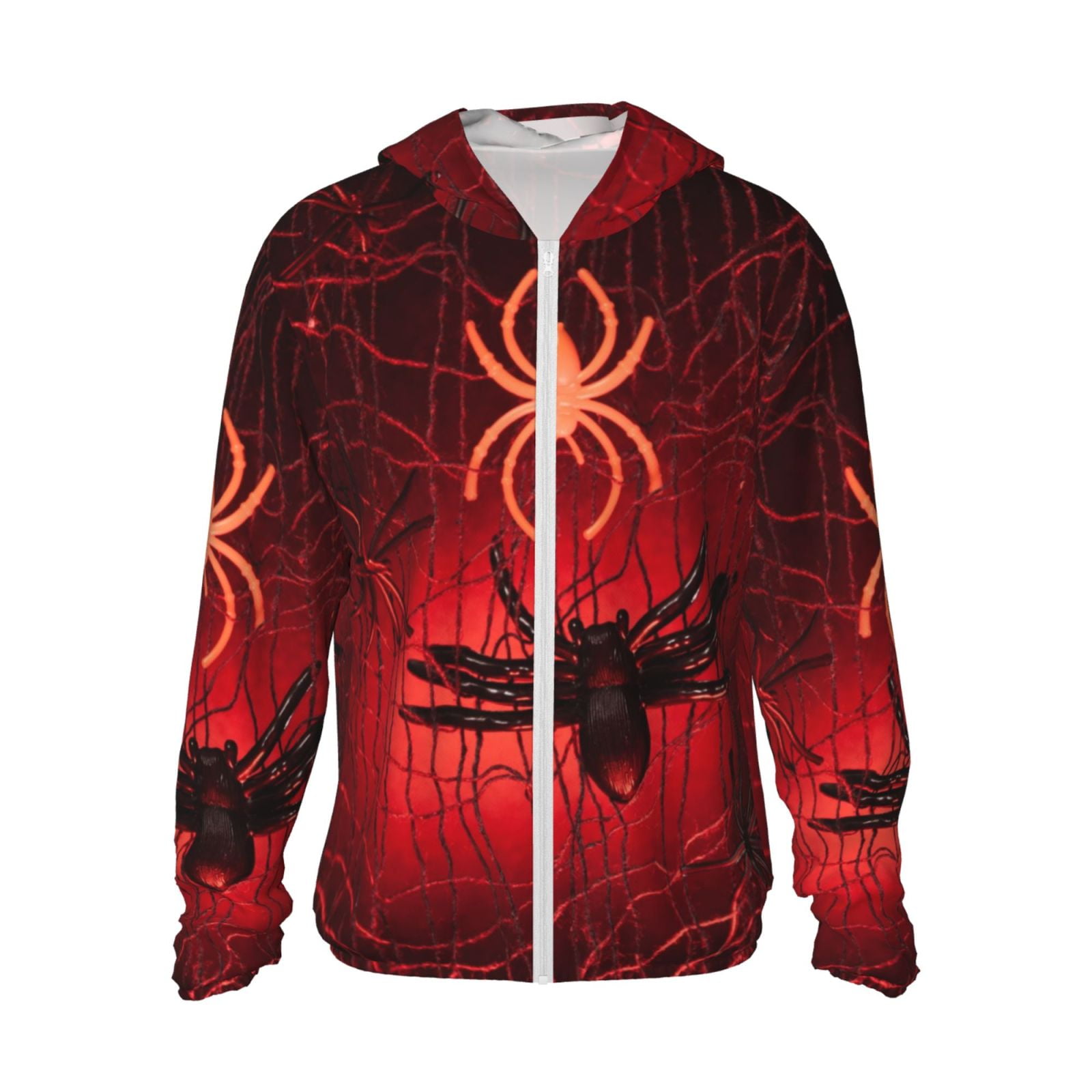 Fuzoiu Black Spider Web With Spiders Print Unisex Sun Protection Hoodie ...