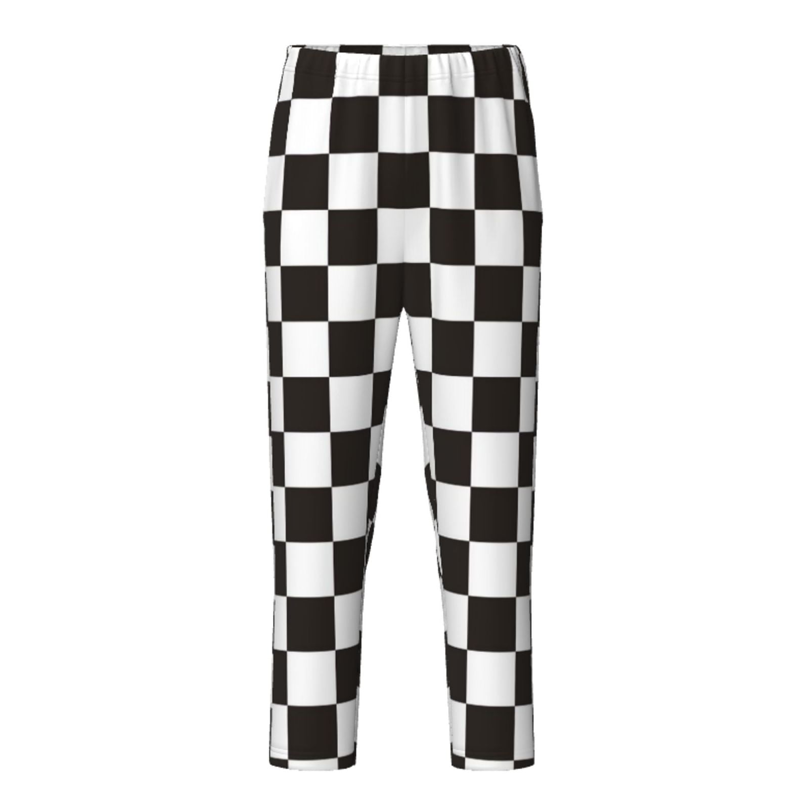 Fuzoiu Black and White Checkerboard Print Teenagers' Pajama Pants ...