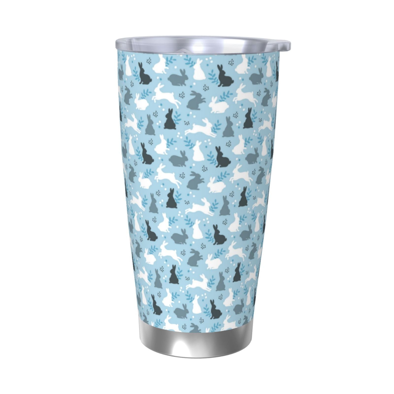 Fuzoiu Black White Gray Rabbit Print 20oz Tumbler, Stainless Steel ...