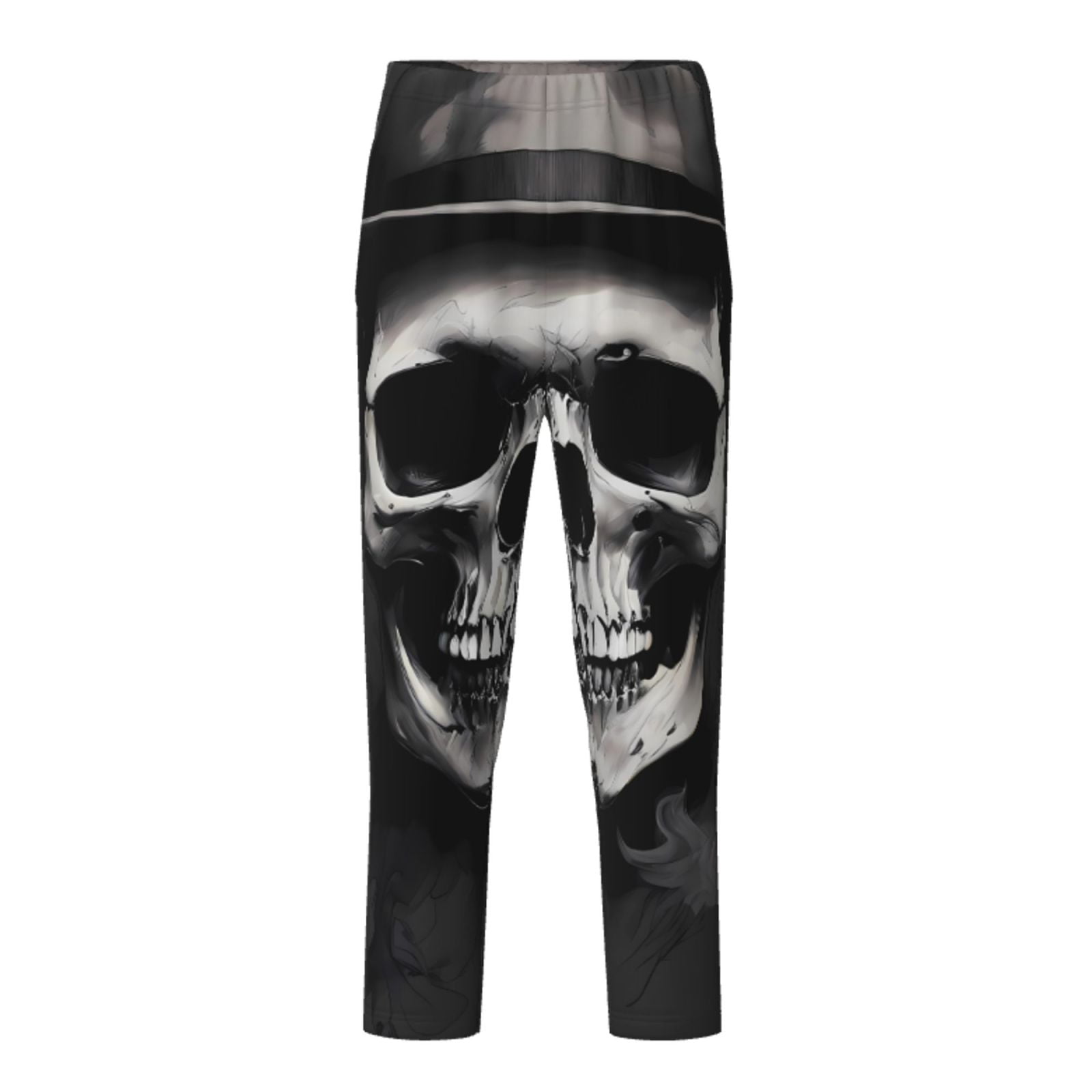 Fuzoiu Black White Hat Skull Print Teenagers' Pajama Pants,Lounge Pants ...
