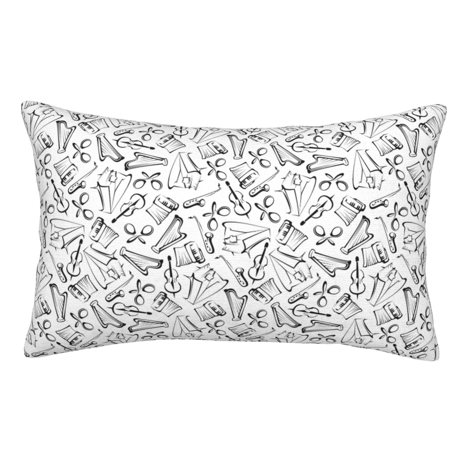 Fuzoiu Black White Music Print Pillow Case with Hidden Zipper,Pillow ...