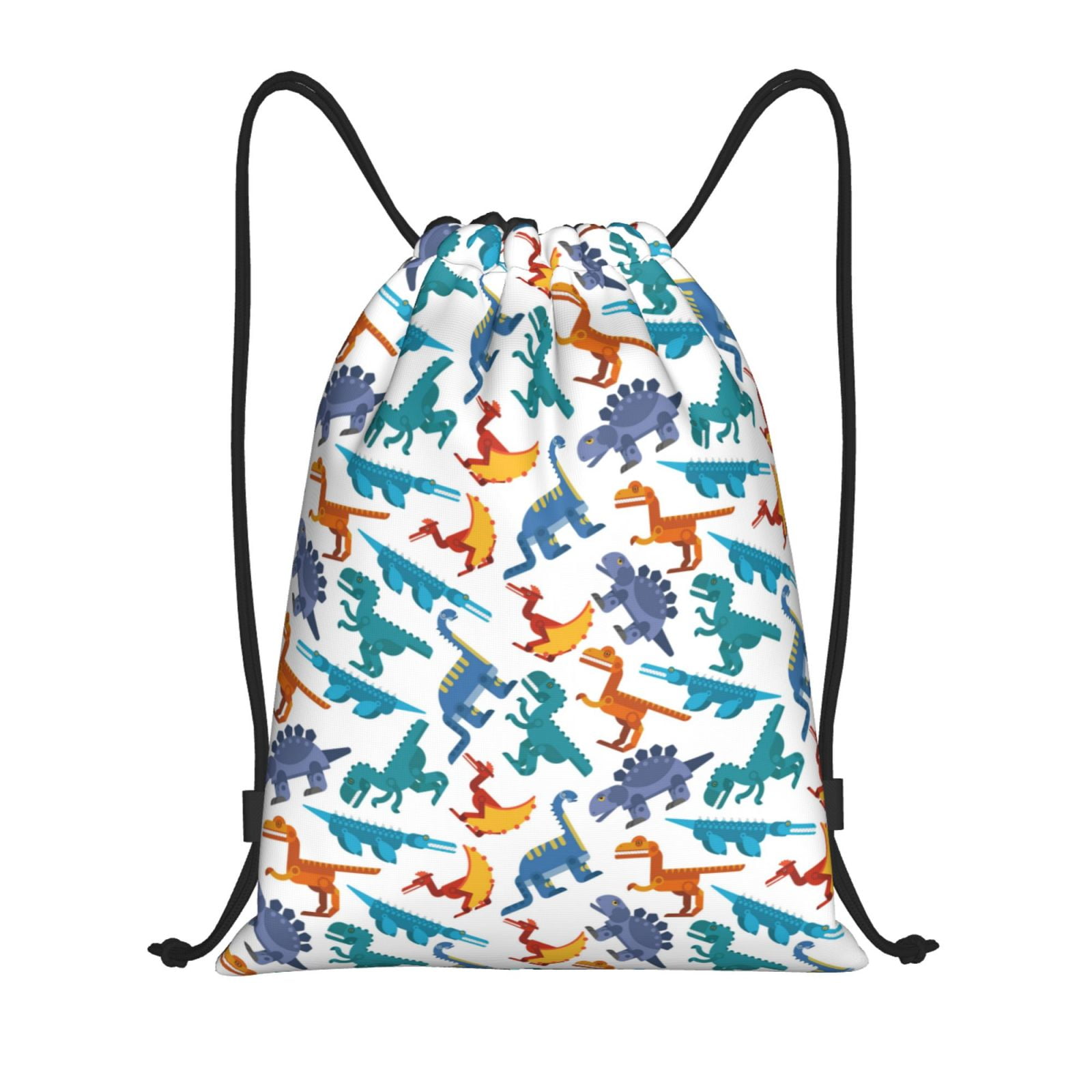 Fuzoiu Block Dinosaur Print Drawstring Backpack for Gym, Travel, Yoga ...