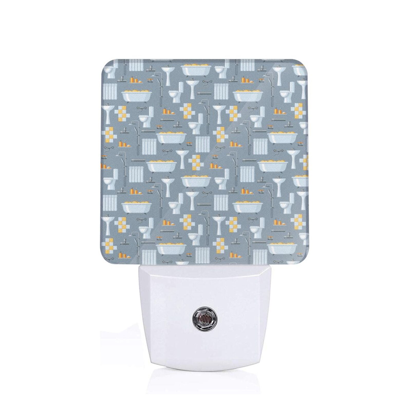 Fuzoiu Blue Bathroom Print Dusk to Dawn LED Night Light with Light ...