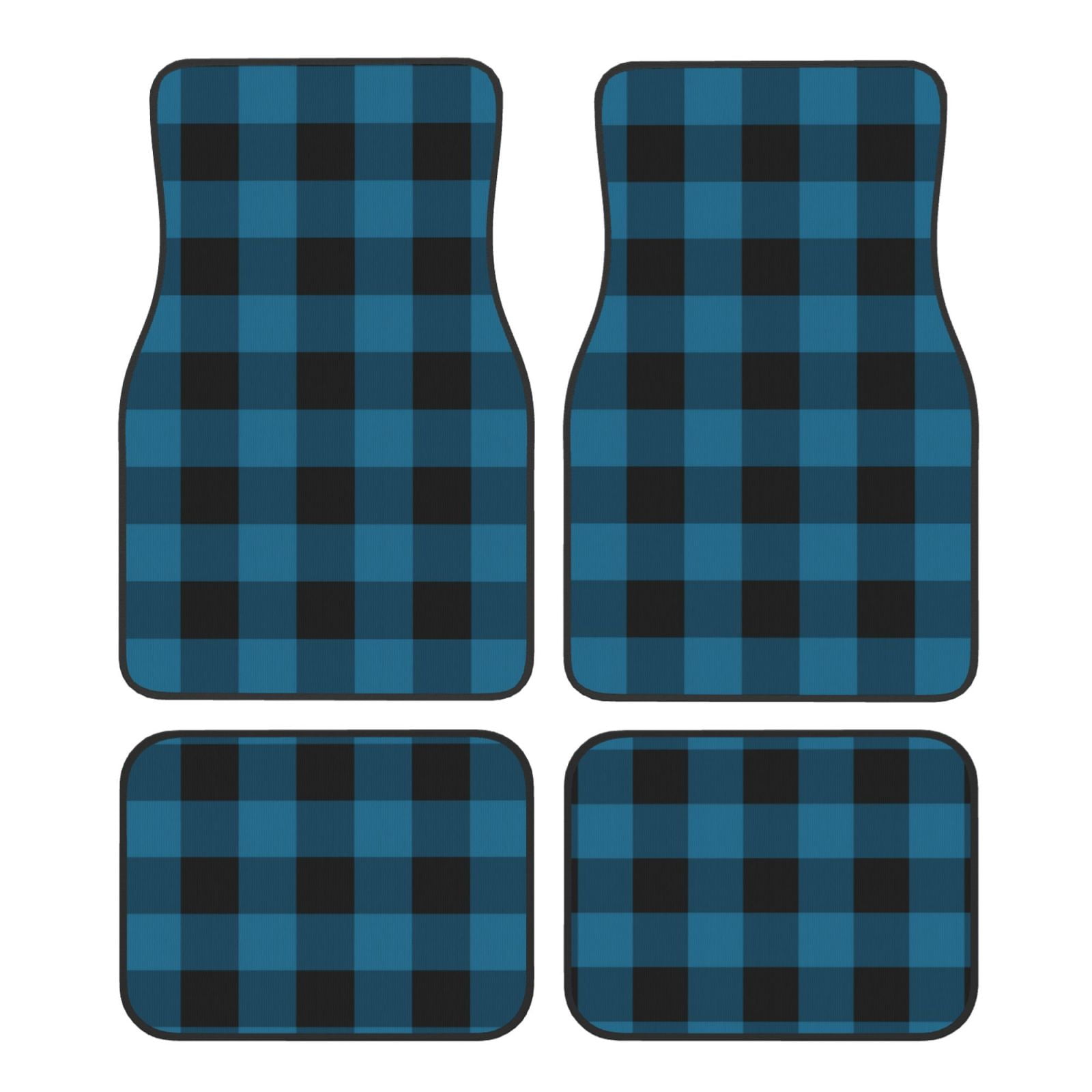 Fuzoiu Blue Black Plaid Print Carpet Floor Mats for Car,Car Foot Mat ...