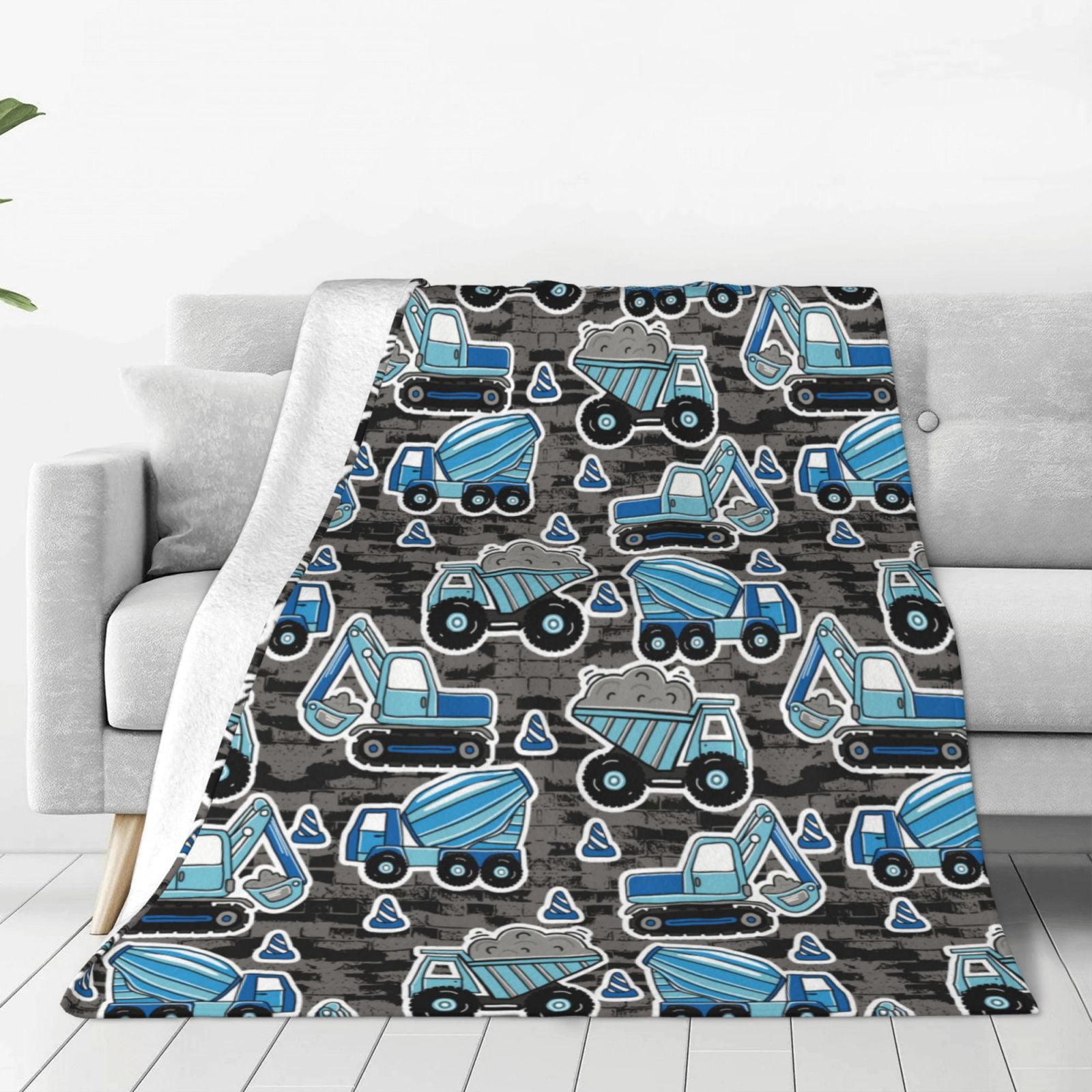 Fuzoiu Blue Excavator Print Ultra-Soft Micro Fleece Blanket,All Seasons ...