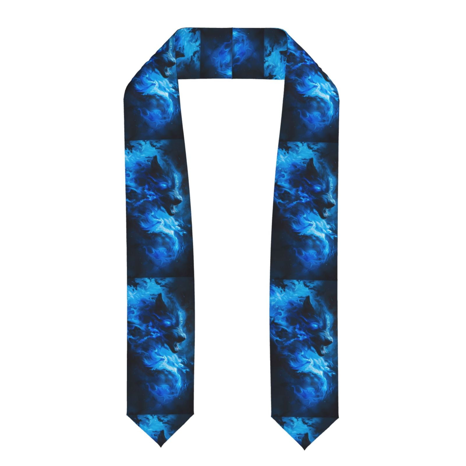 Fuzoiu Blue Fire Cool Wolf Print Graduation Sash,Graduation Stole ...