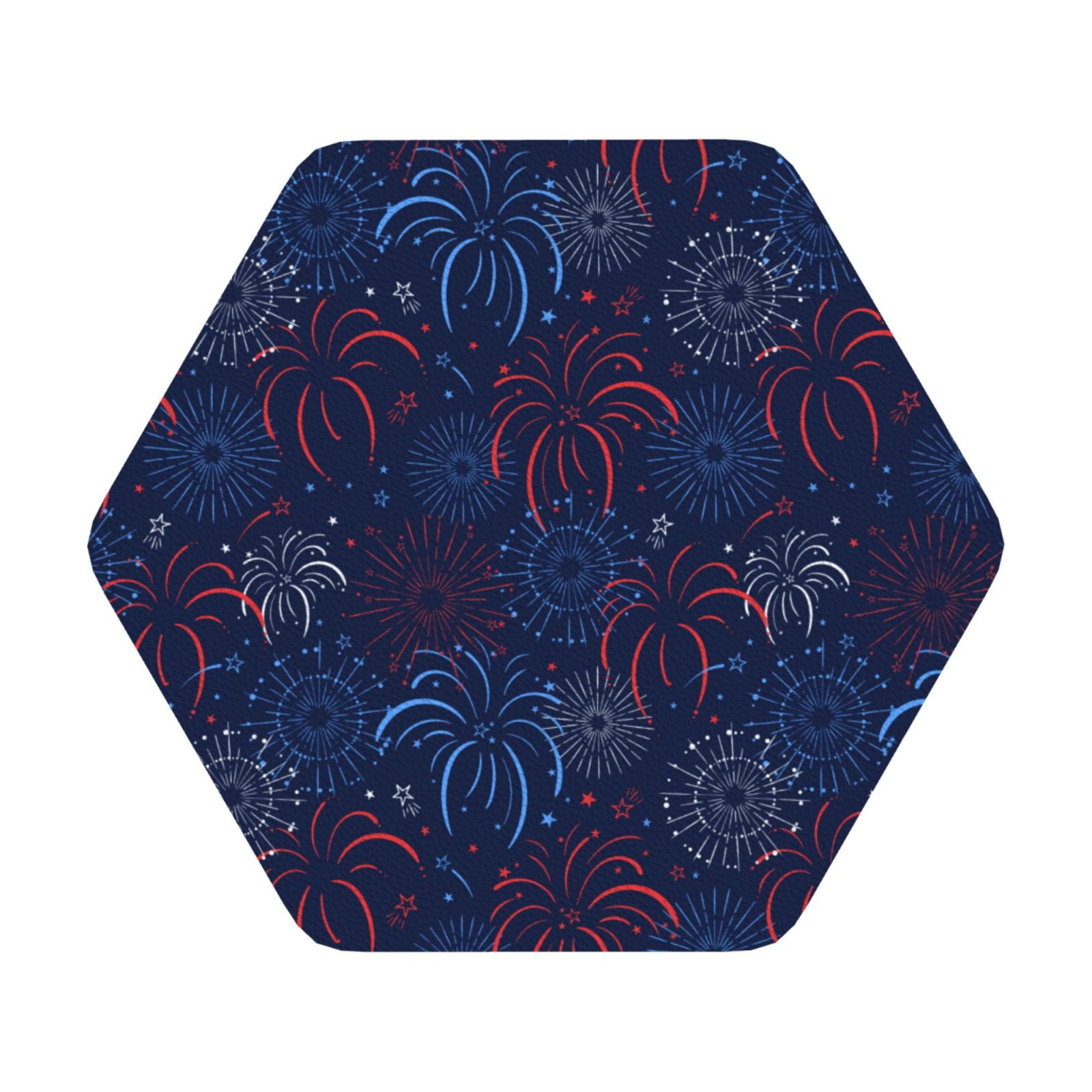 Fuzoiu Blue Firework Print Leather Coasters Set,Drink Coasters Set of 6 ...