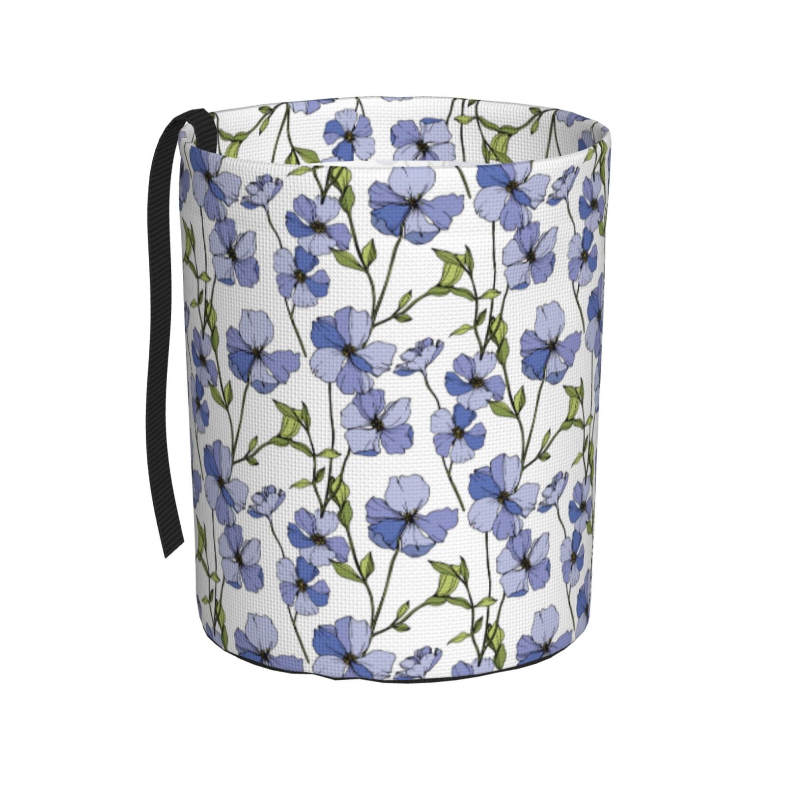 Fuzoiu Blue Flax Flowers Print Car Trash Can,Leakproof Car Trash Can ...