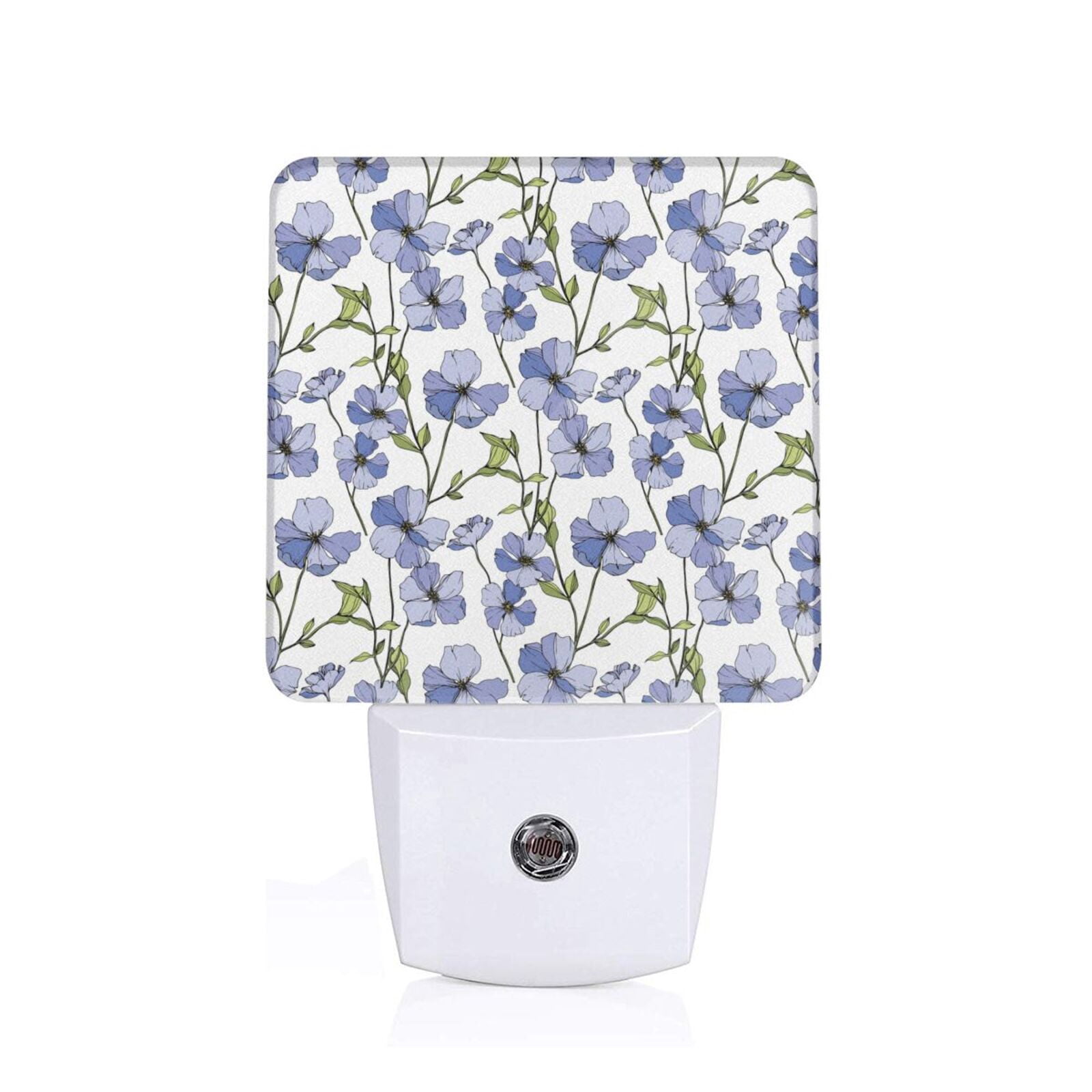 Fuzoiu Blue Flax Flowers Print Dusk to Dawn LED Night Light with Light ...