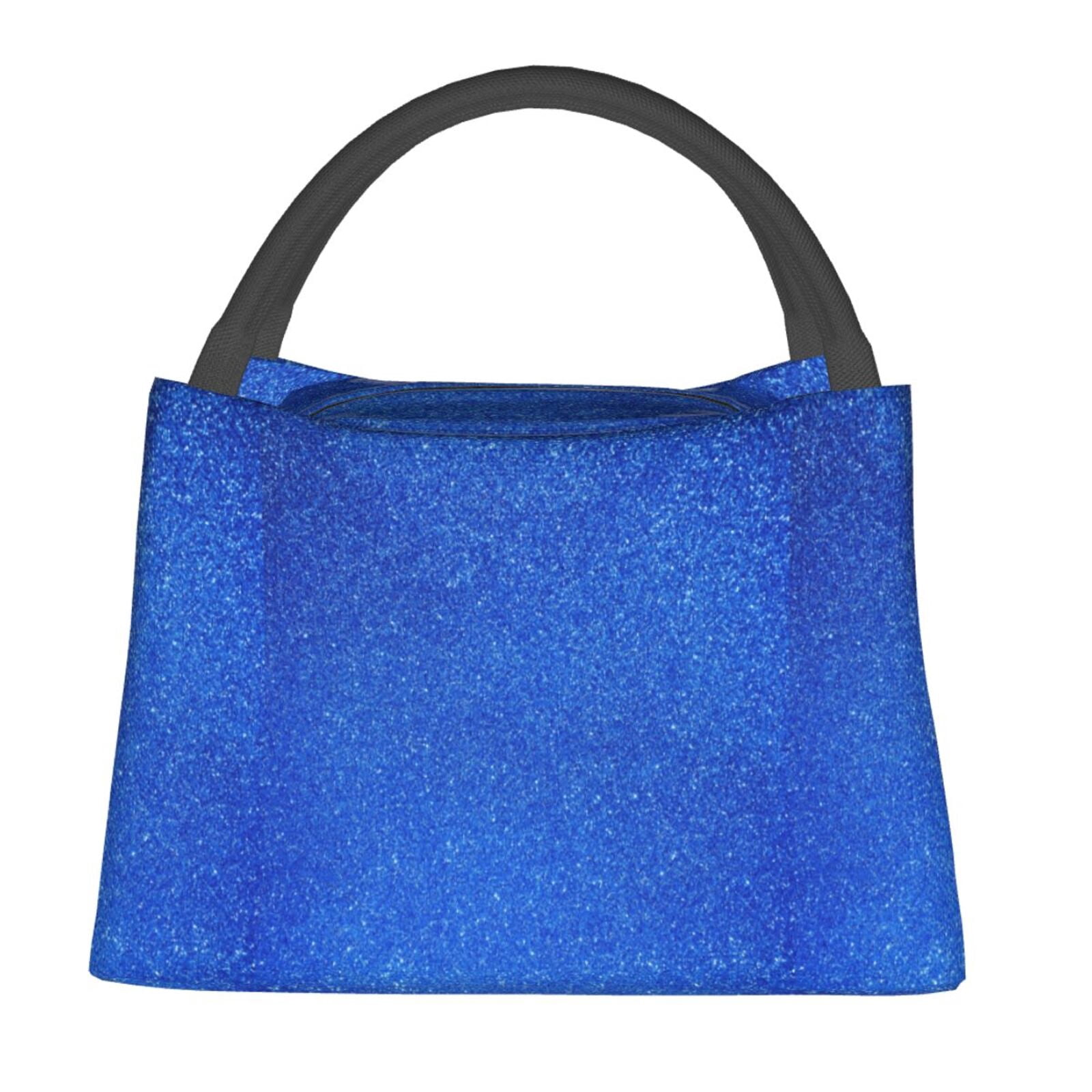 Fuzoiu Blue Glitter Print Portable Insulation Lunch Bag,Large Lunch Box ...