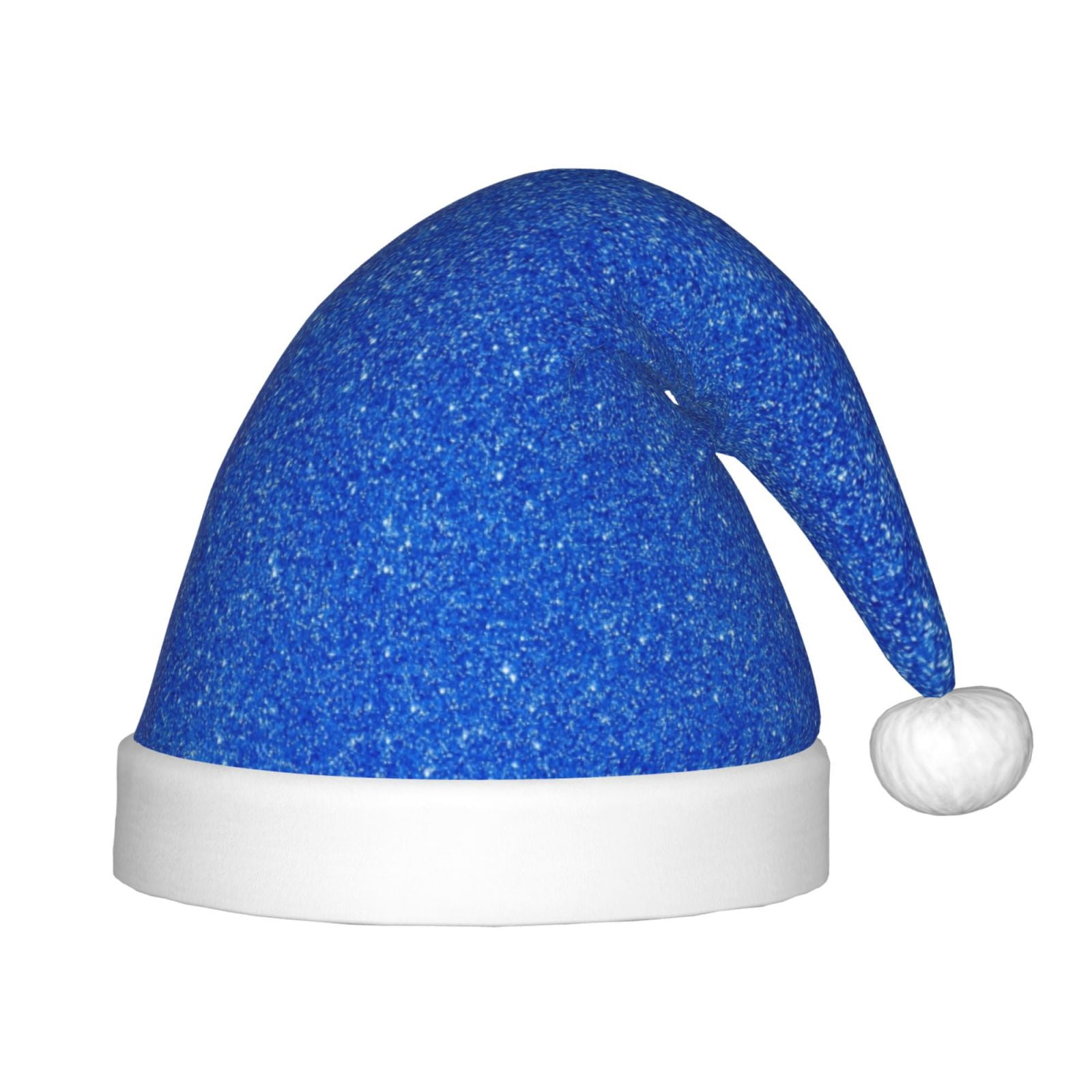 Fuzoiu Blue Glitter Print Santa Hat Christmas Hat for kids,Santa Hats ...