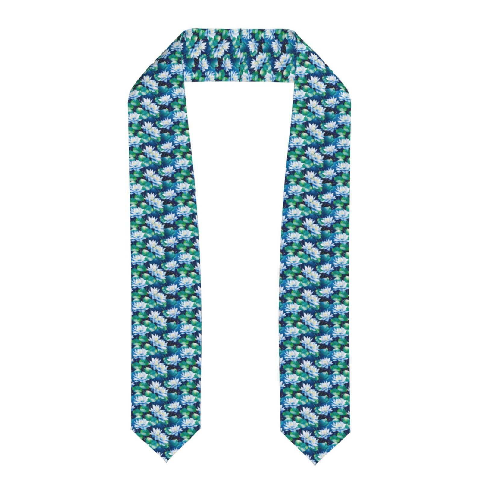 Fuzoiu Blue Lotus Flower Print Graduation Sash,Graduation Stole,Unisex ...