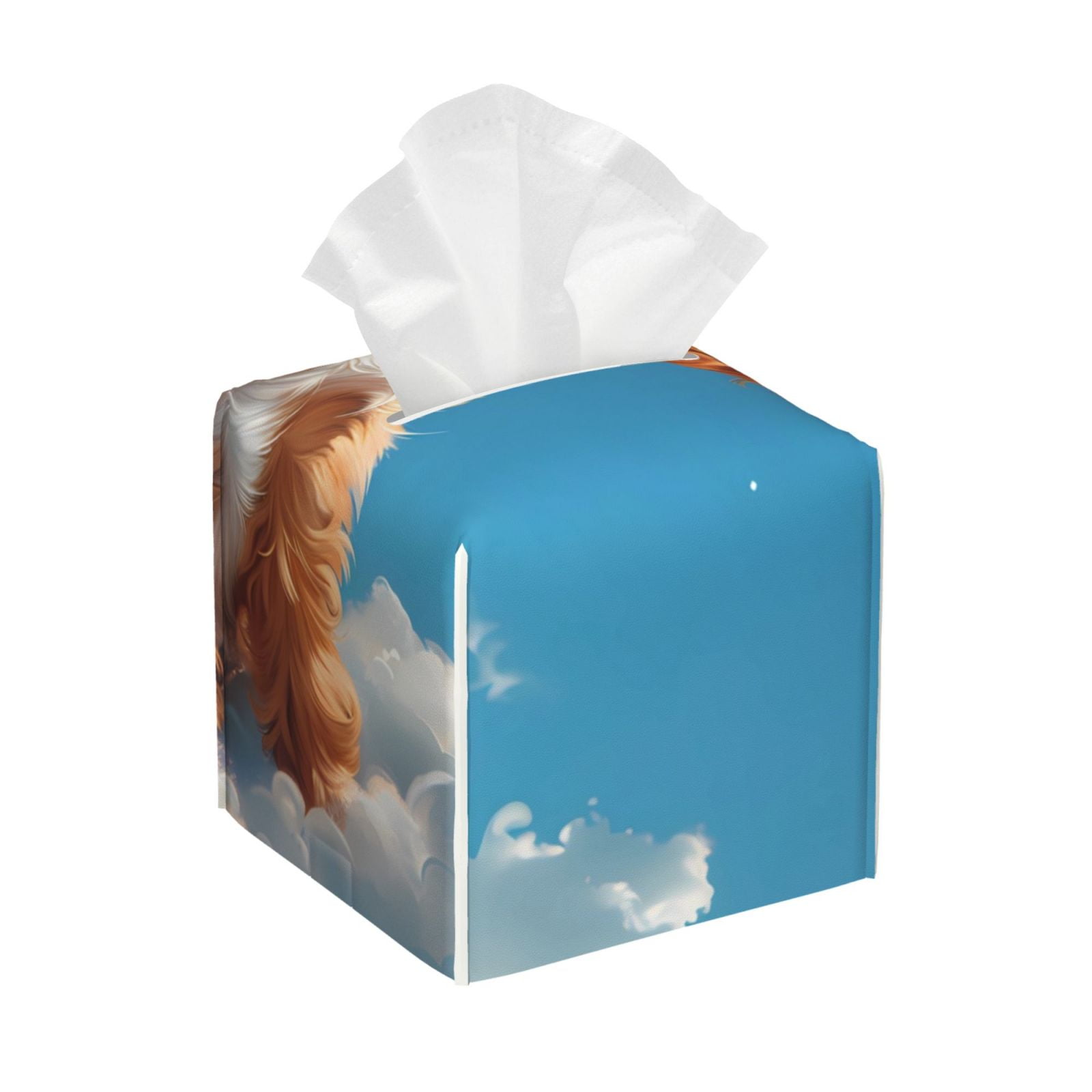 Fuzoiu Blue Sky Cloud Puppy Print Tissue Box Cover Holder, Square ...