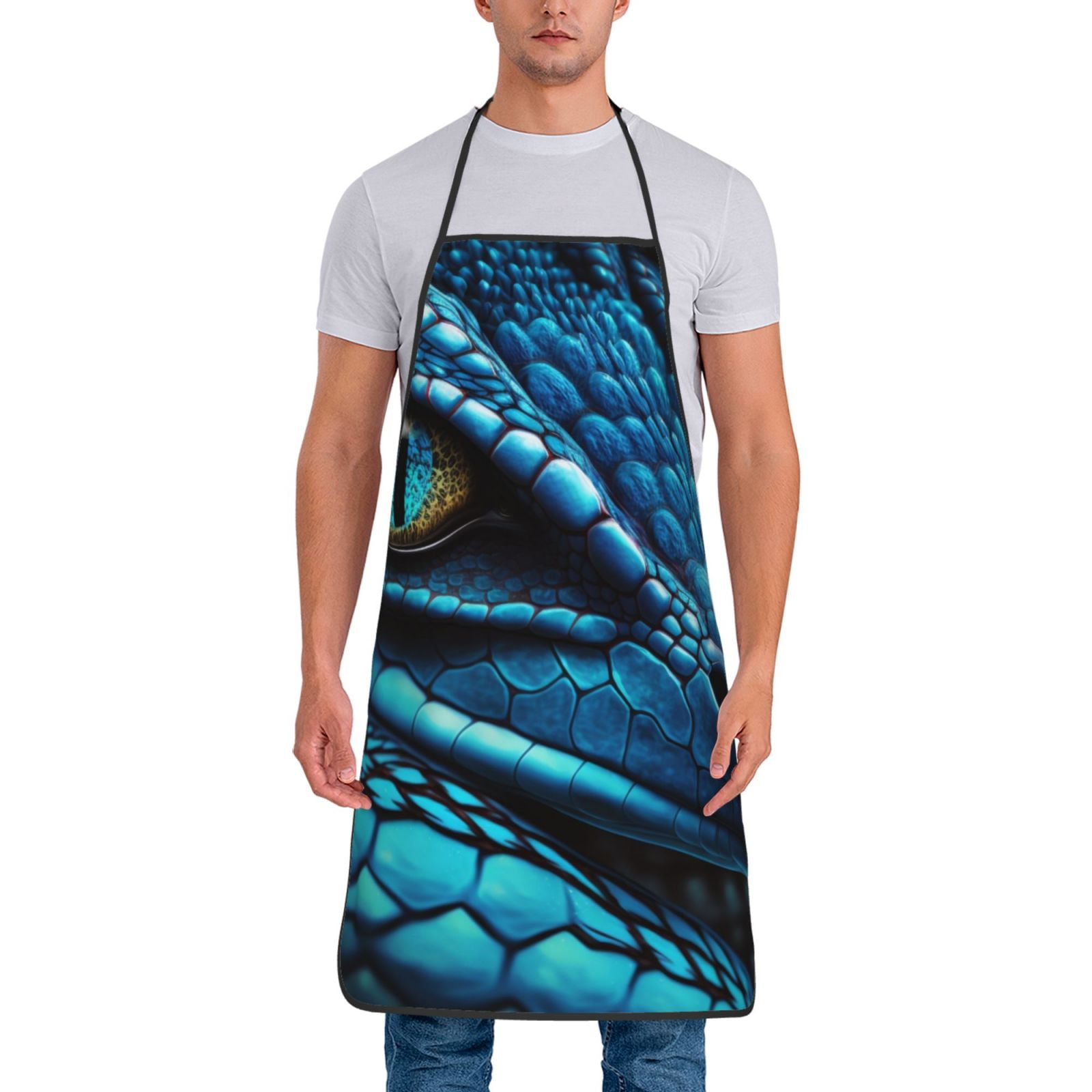 Fuzoiu Blue Viper Snake Closeup Face Print Waterproof Apron, Kitchen ...