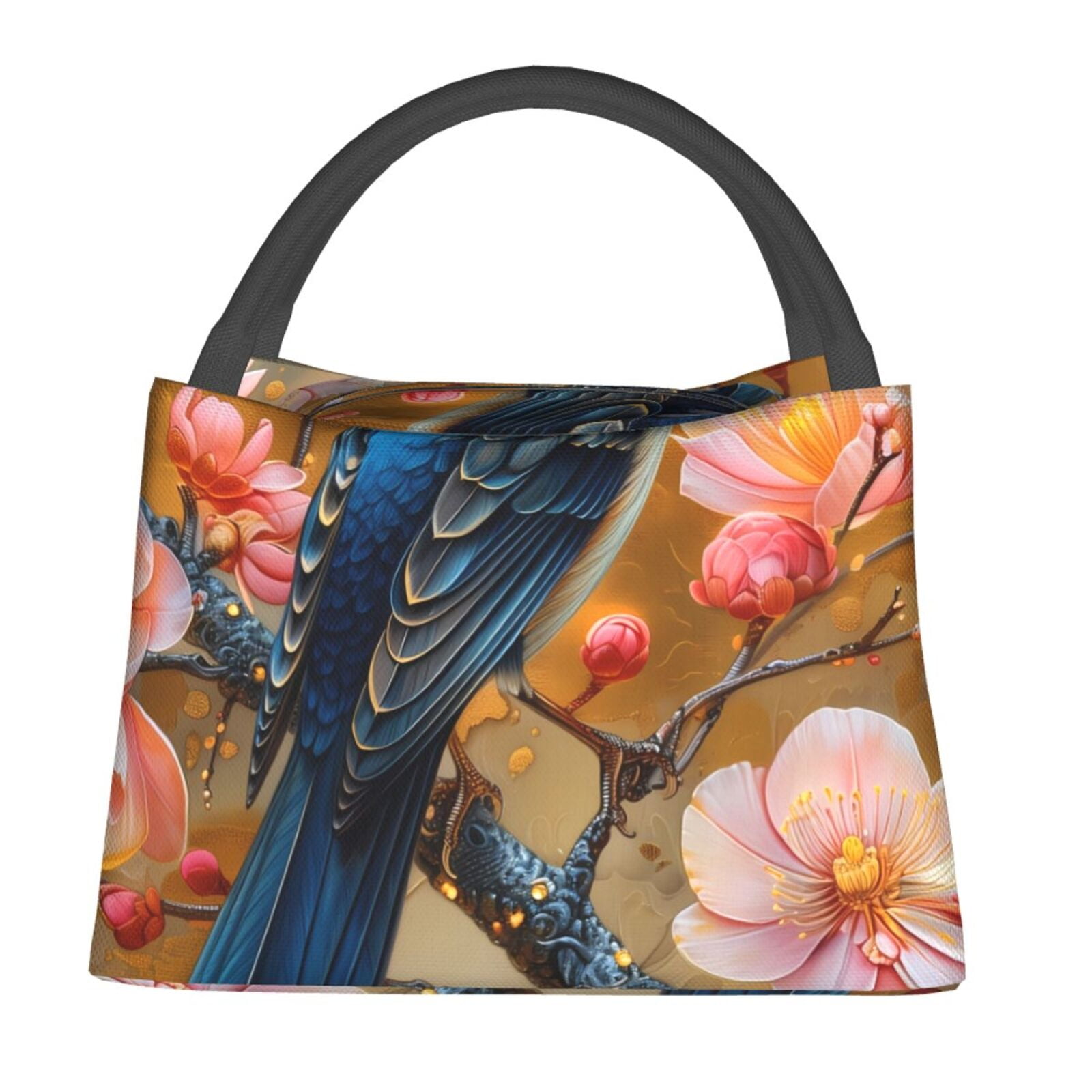 Fuzoiu Bluebird Blossom Elegance Print Portable Insulation Lunch Bag ...