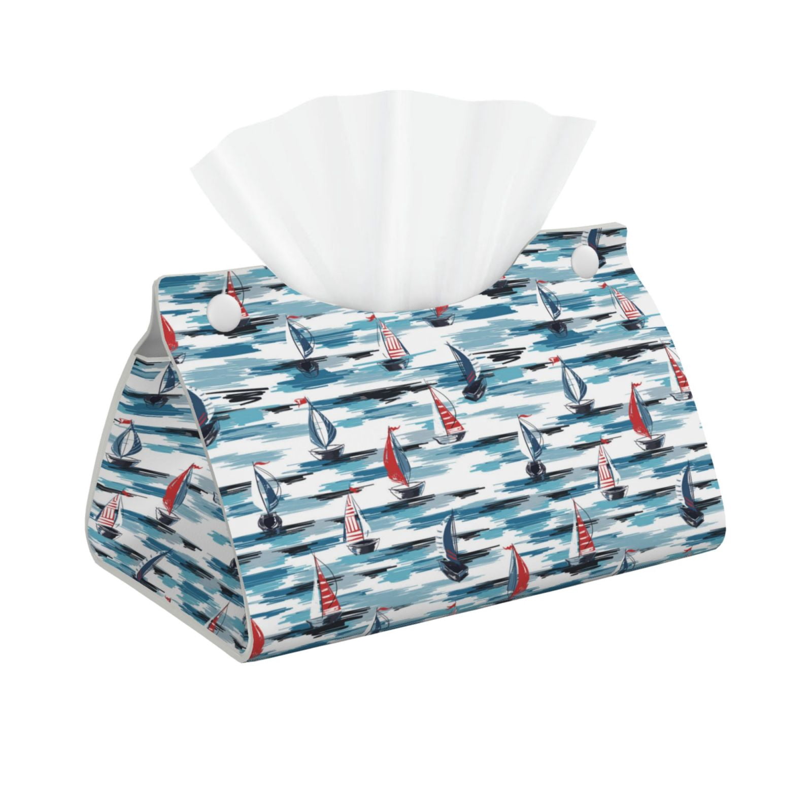 Fuzoiu Boat In Ocean Print Tissue Box Cover, PU Leather Tissue Holder ...