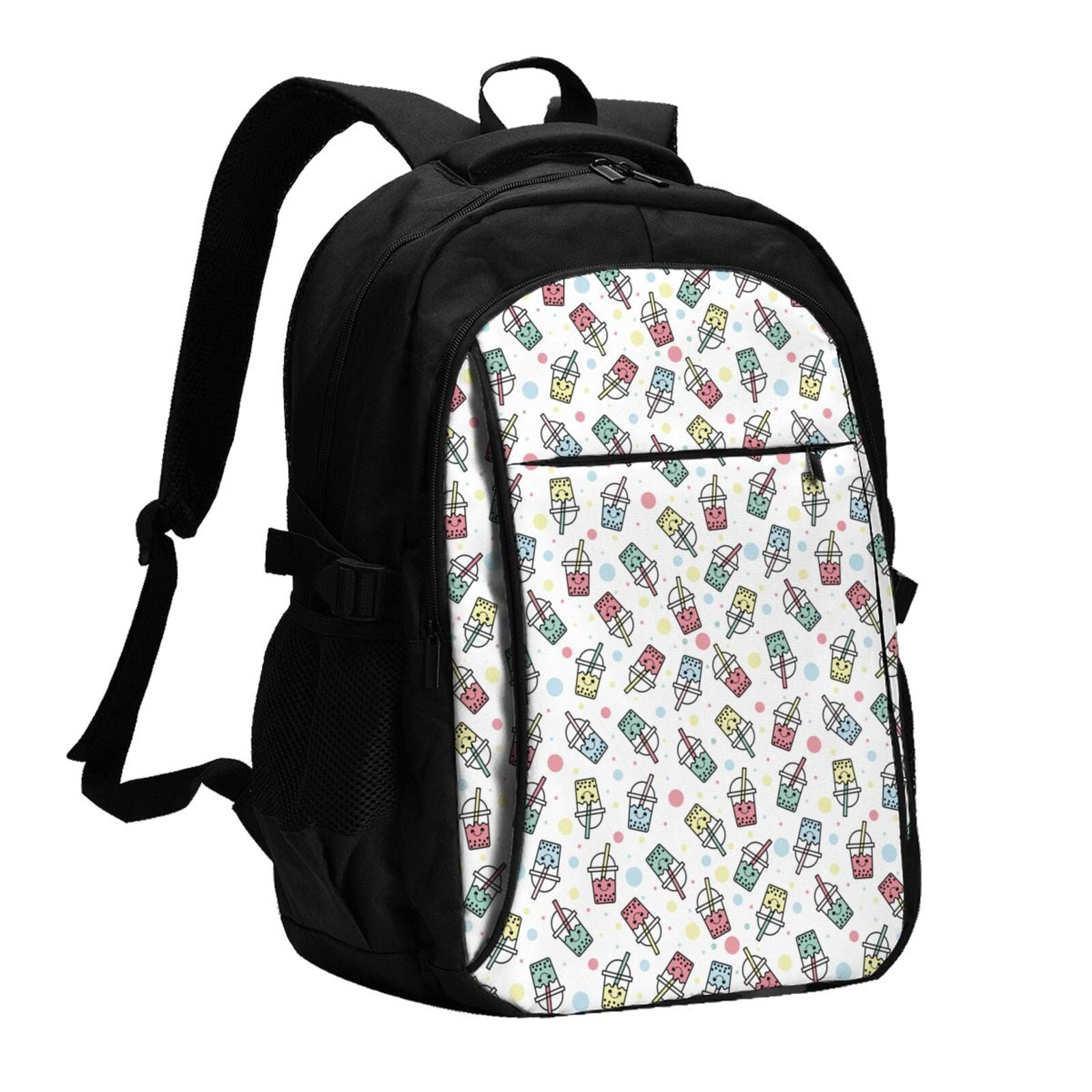 Fuzoiu Boba Milk Tea Print USB Backpack with Charging Port,Laptop ...