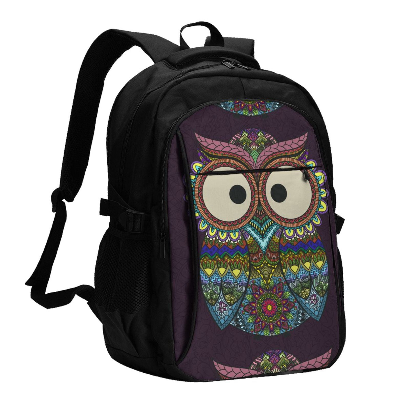 Fuzoiu Boho Owl Print USB Backpack with Charging Port,Laptop Backpack ...