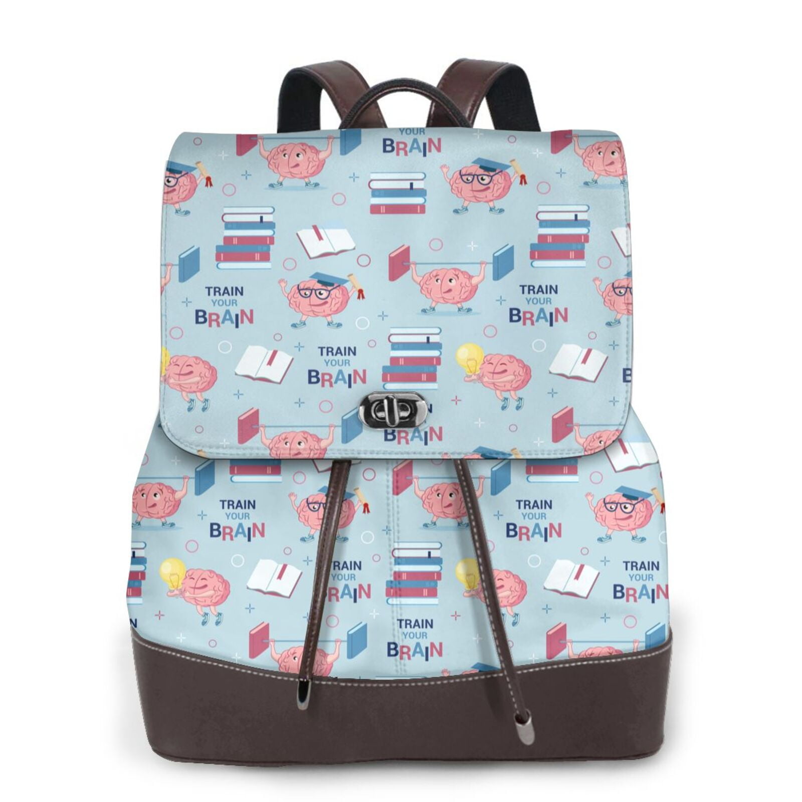 Fuzoiu Brain Training Print Women's Leather Backpack,Backpack in ...