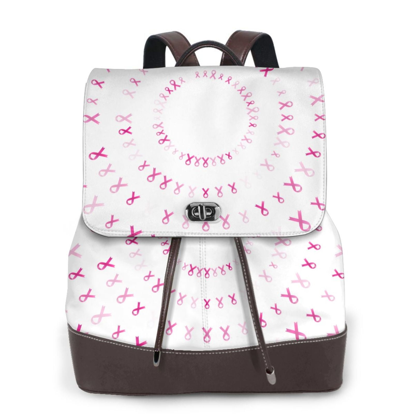 Fuzoiu Breast Cancer Awareness (4) Print Women's Leather Backpack ...