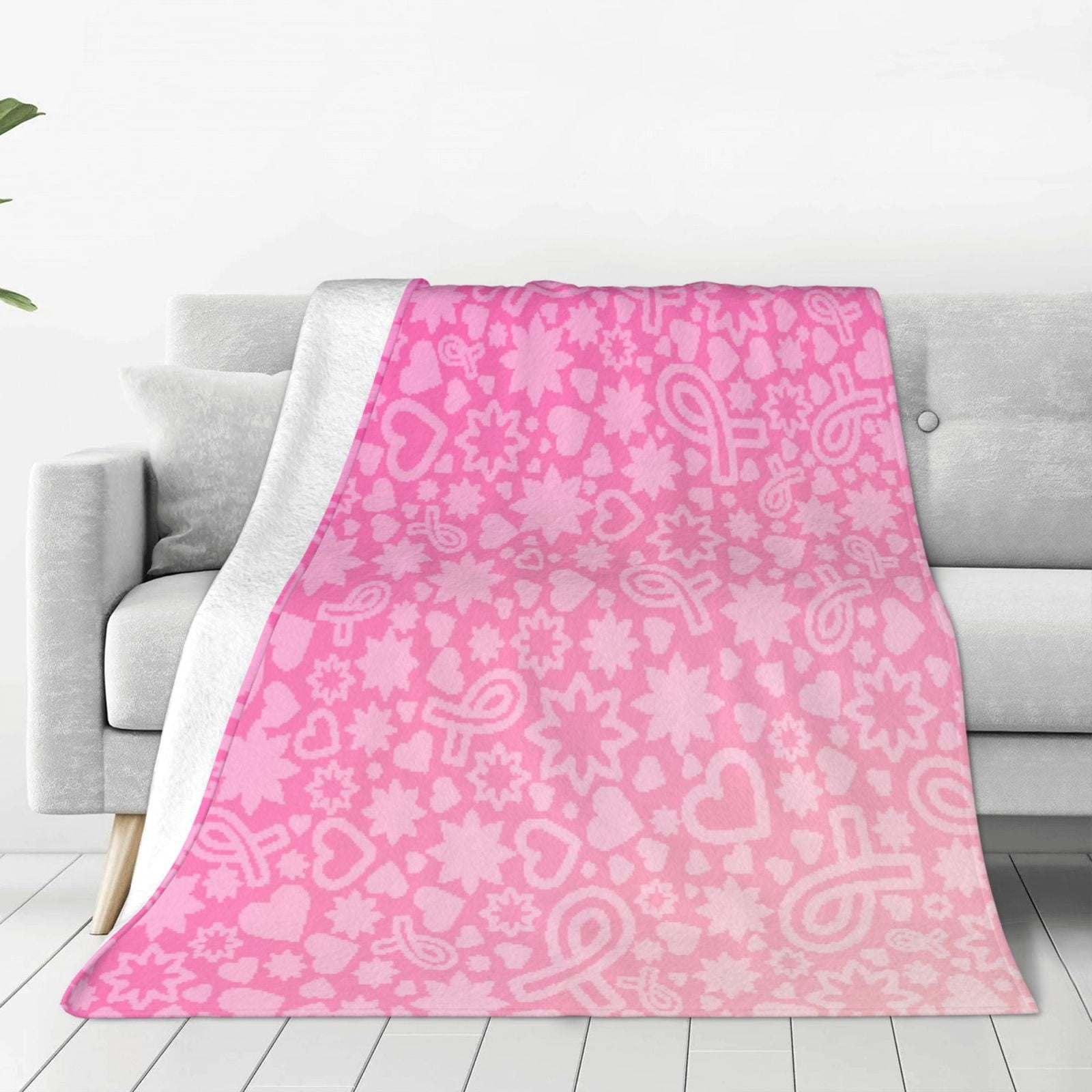 Fuzoiu Breast Cancer Pink Ribbons Awareness Print Ultra-Soft Micro ...