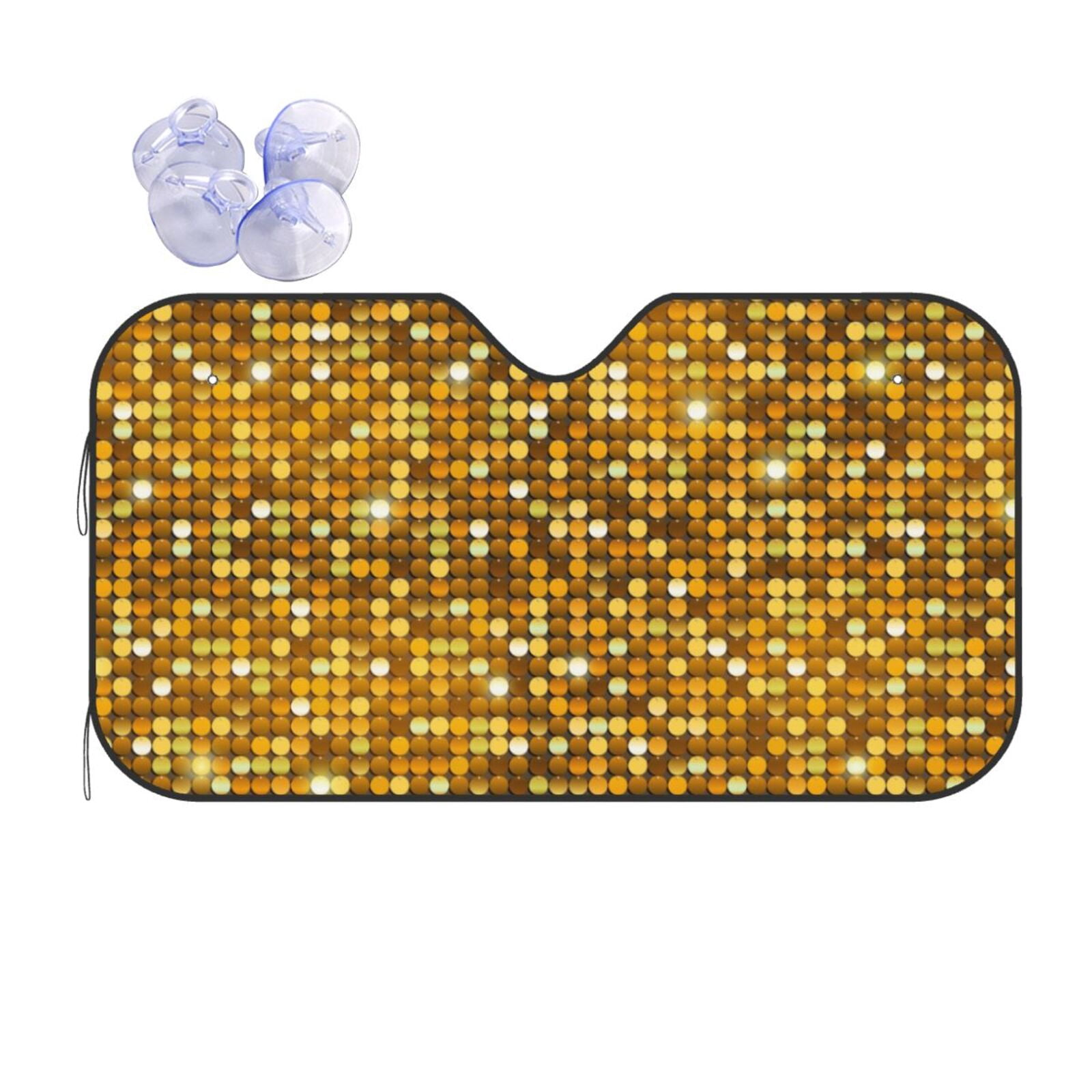 Fuzoiu Bright Shiny Golden Print Car Windshield Sun Shade,Block Uv Rays ...
