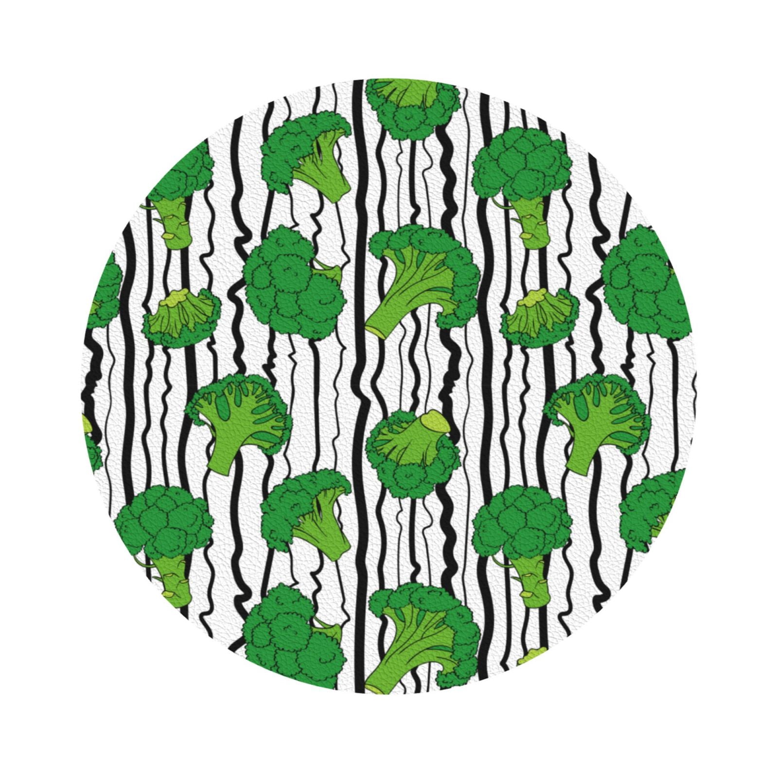 Fuzoiu Broccoli 2 Print Leather Coasters Set,Drink Coasters Set of 6 ...