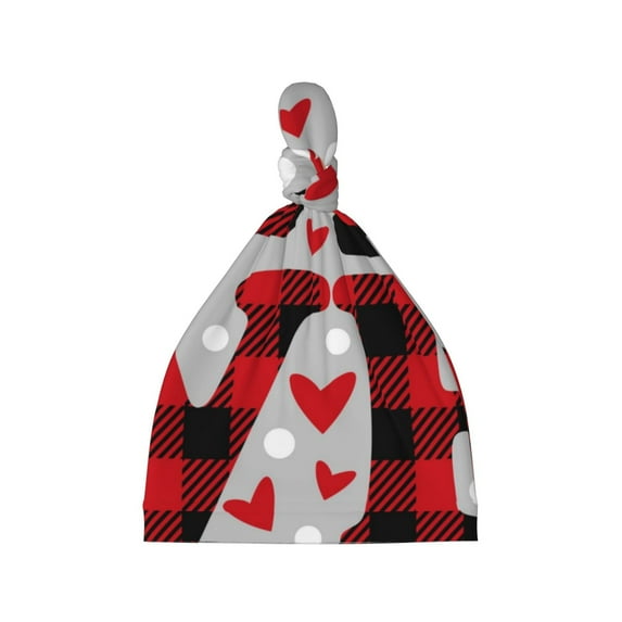 Fuzoiu Buffalo Plaid Love And Gnome Print Baby Newborn Hats Set ...