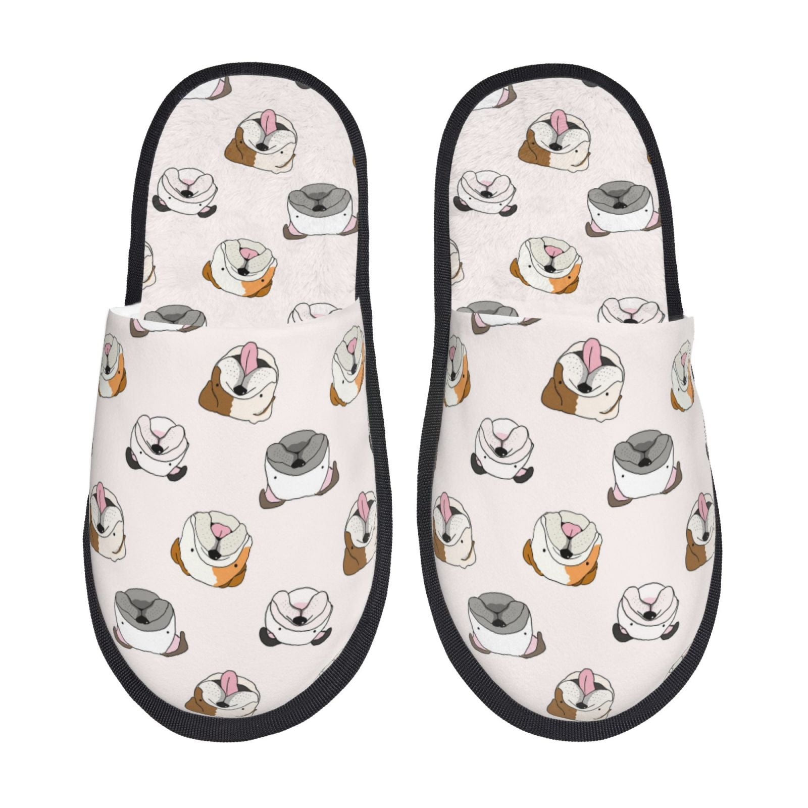 Fuzoiu Bulldog Face Print Unisex Furry Slippers,Plush Indoor Shoes ...