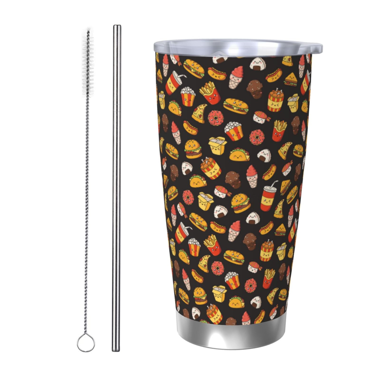 Fuzoiu Burger Fries Print 20oz Tumbler, Stainless Steel Vacuum ...