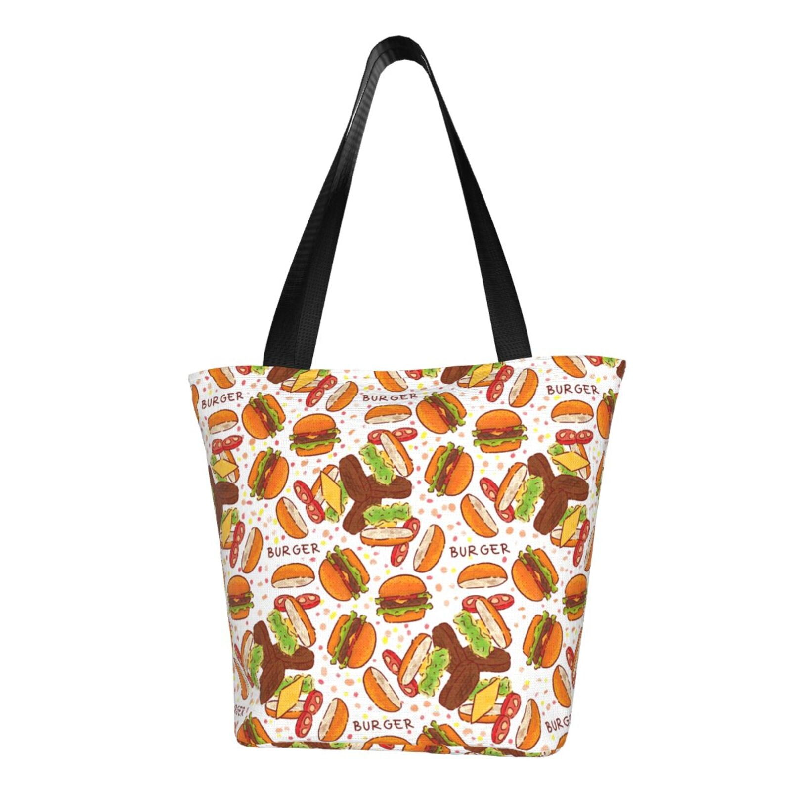 Fuzoiu Burger Print Large Capacity Shoulder Bag for Women,Large ...