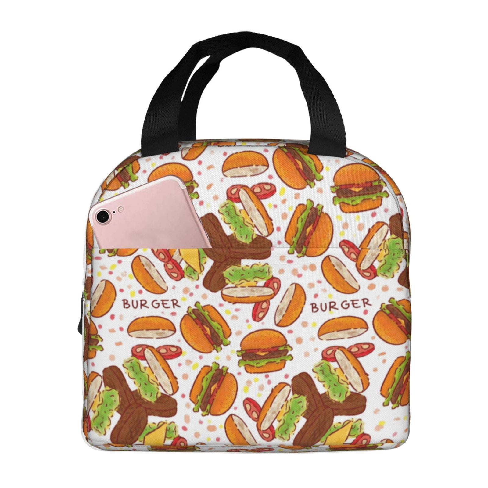 Fuzoiu Burger Print Lunch Bag for Women & Men,Adult Insulated Lunch Box ...