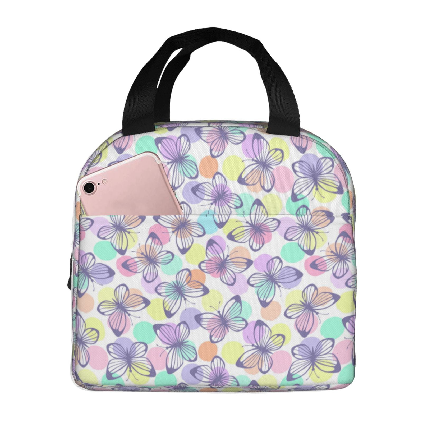 Fuzoiu Butterflies on Polka Dots Print Lunch Bag for Women & Men,Adult ...
