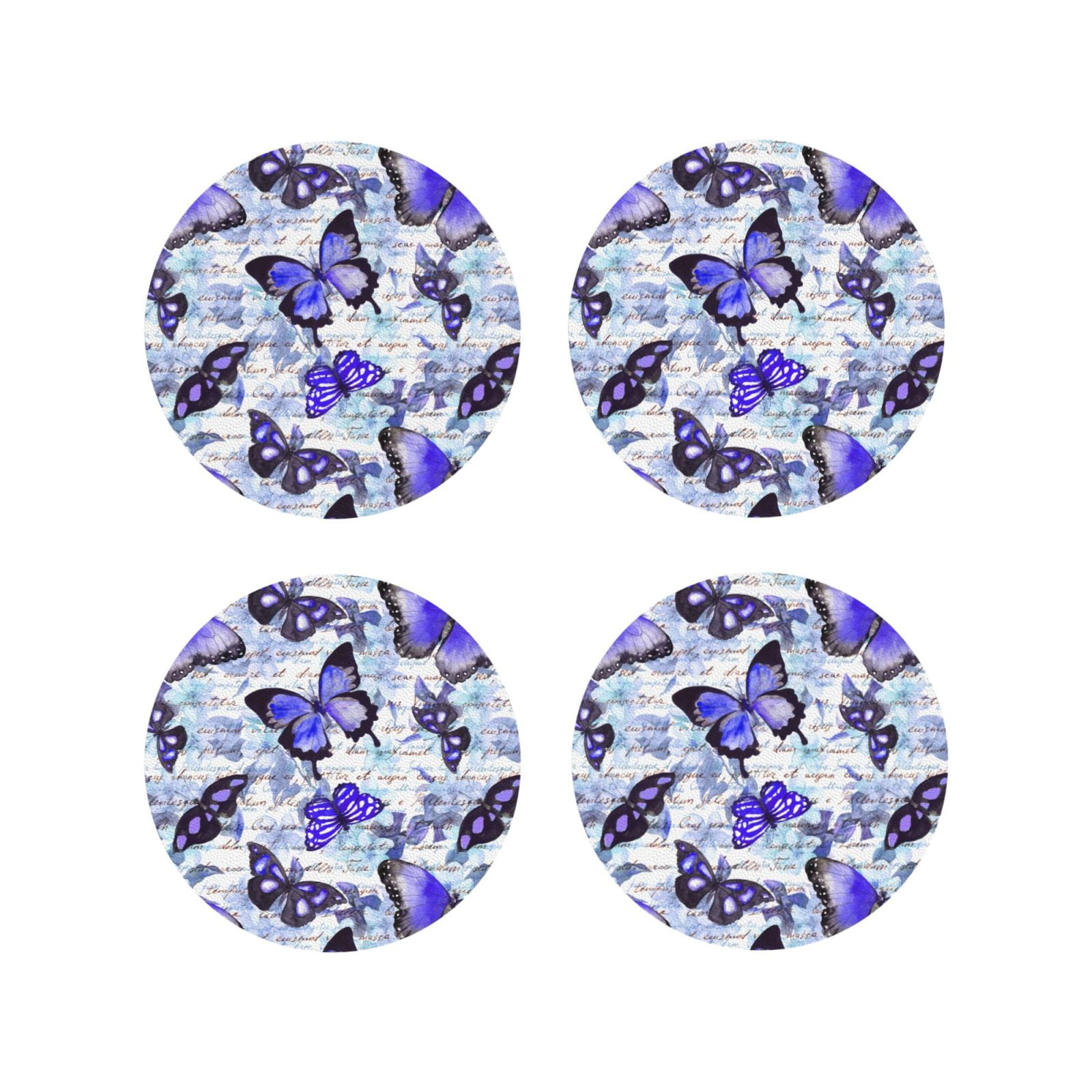 Fuzoiu Butterflies Print Leather Coasters Set,Drink Coasters Set of 4 ...