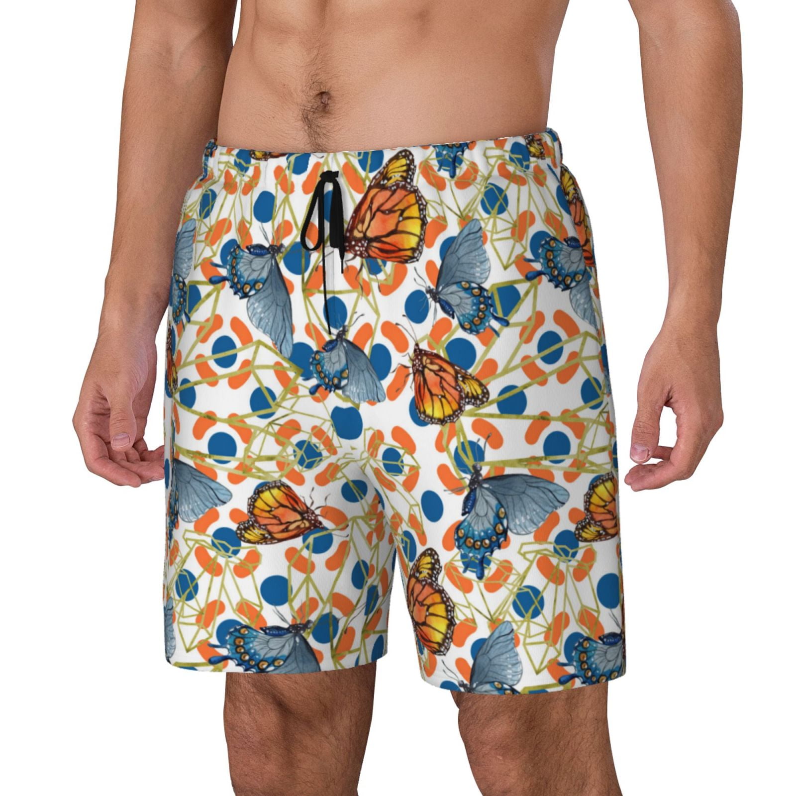 Fuzoiu Butterflies Wild Insect Print Men's Swim Shorts,Quick-Dry Double ...
