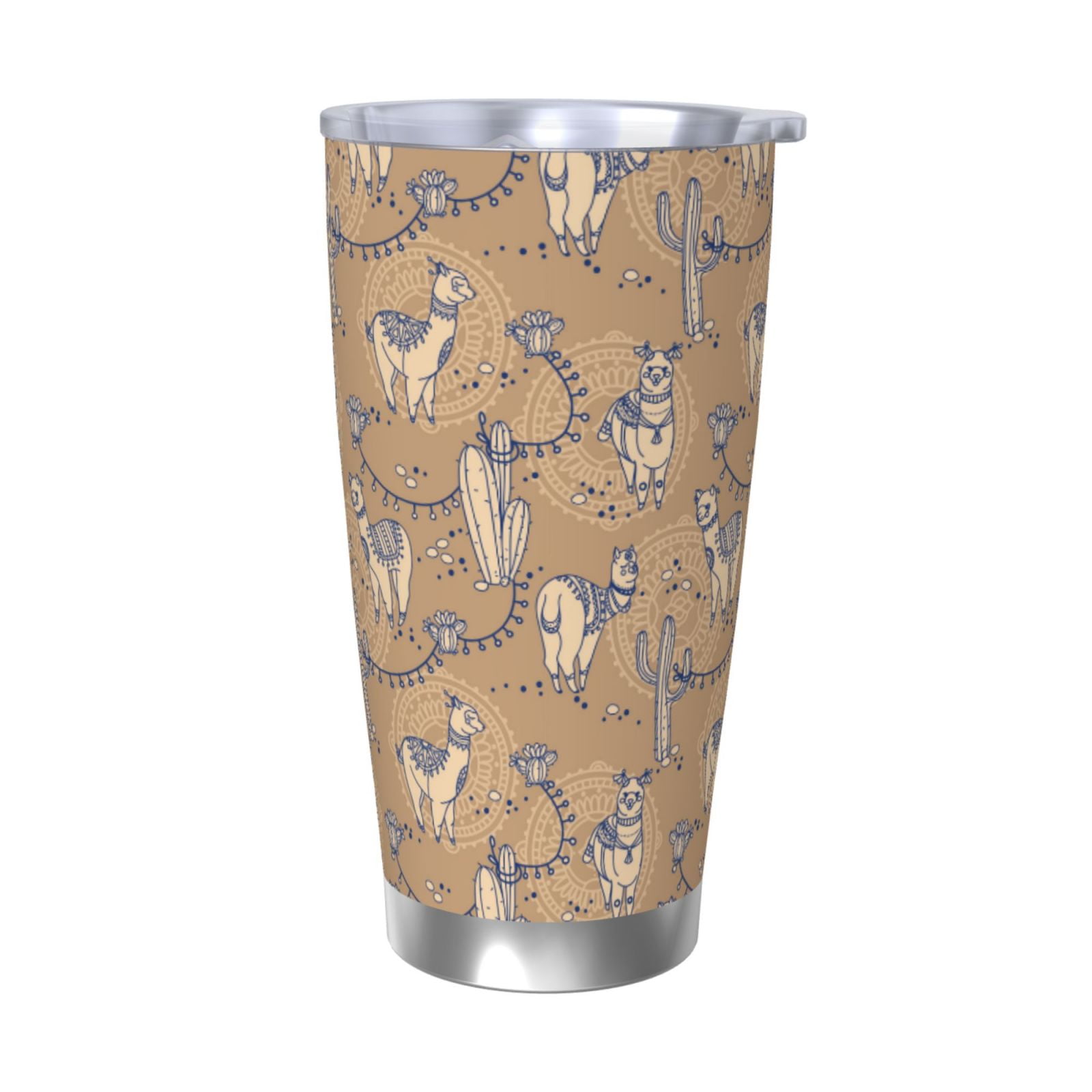 Fuzoiu Cactus Alpaca Print 20oz Tumbler, Stainless Steel Vacuum ...