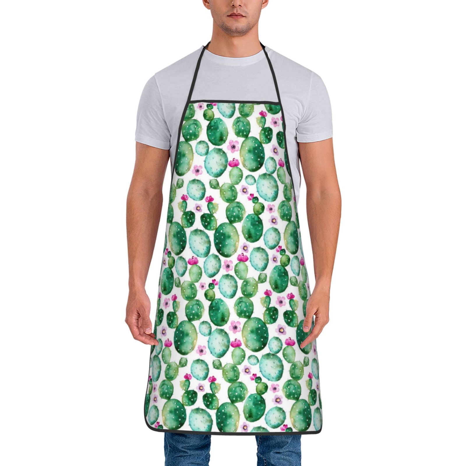 Fuzoiu Cactus Plants Print Waterproof Apron, Kitchen Apron for Women ...