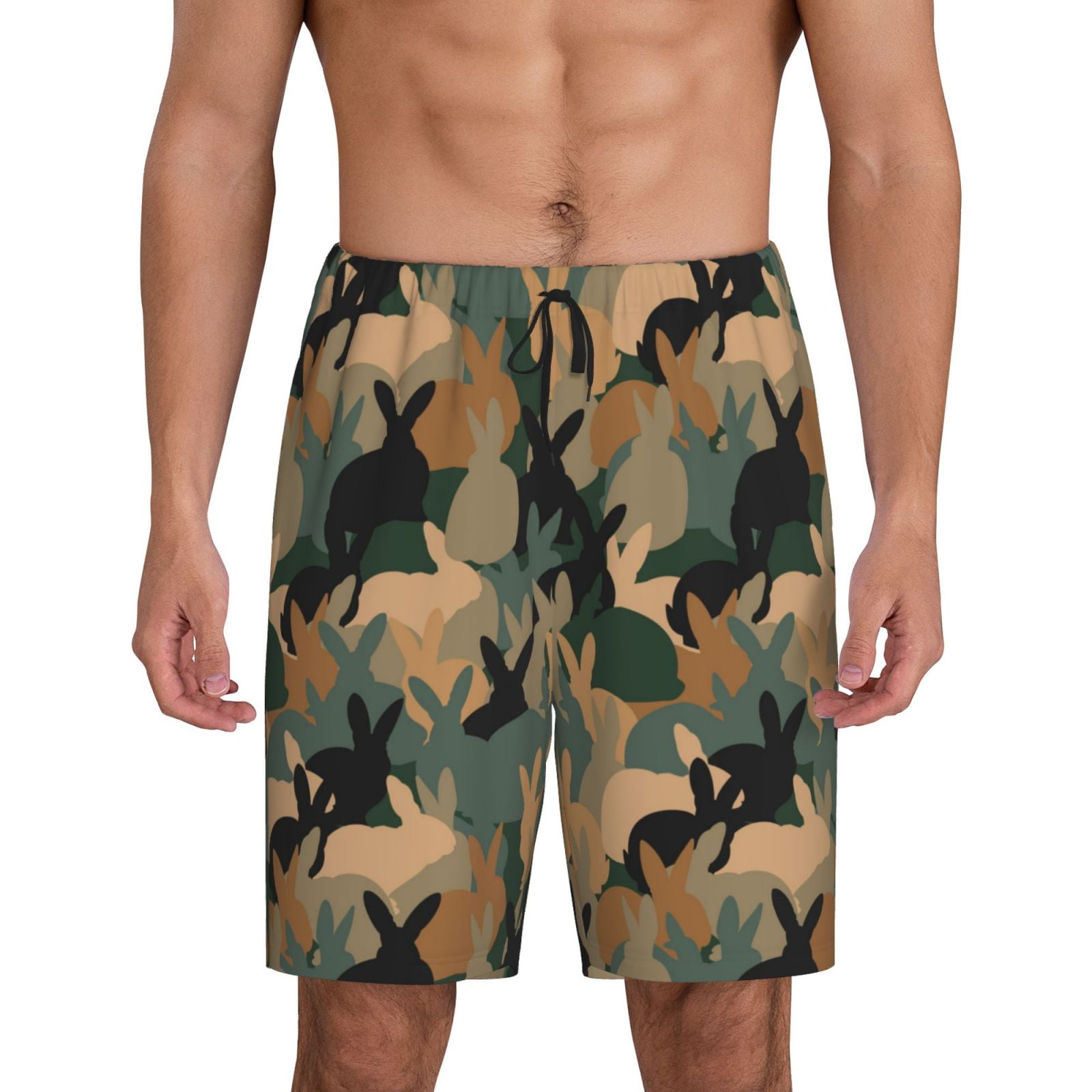 Fuzoiu Camouflage Rabbit Print Pajama Shorts for Men, Men's Pajama ...