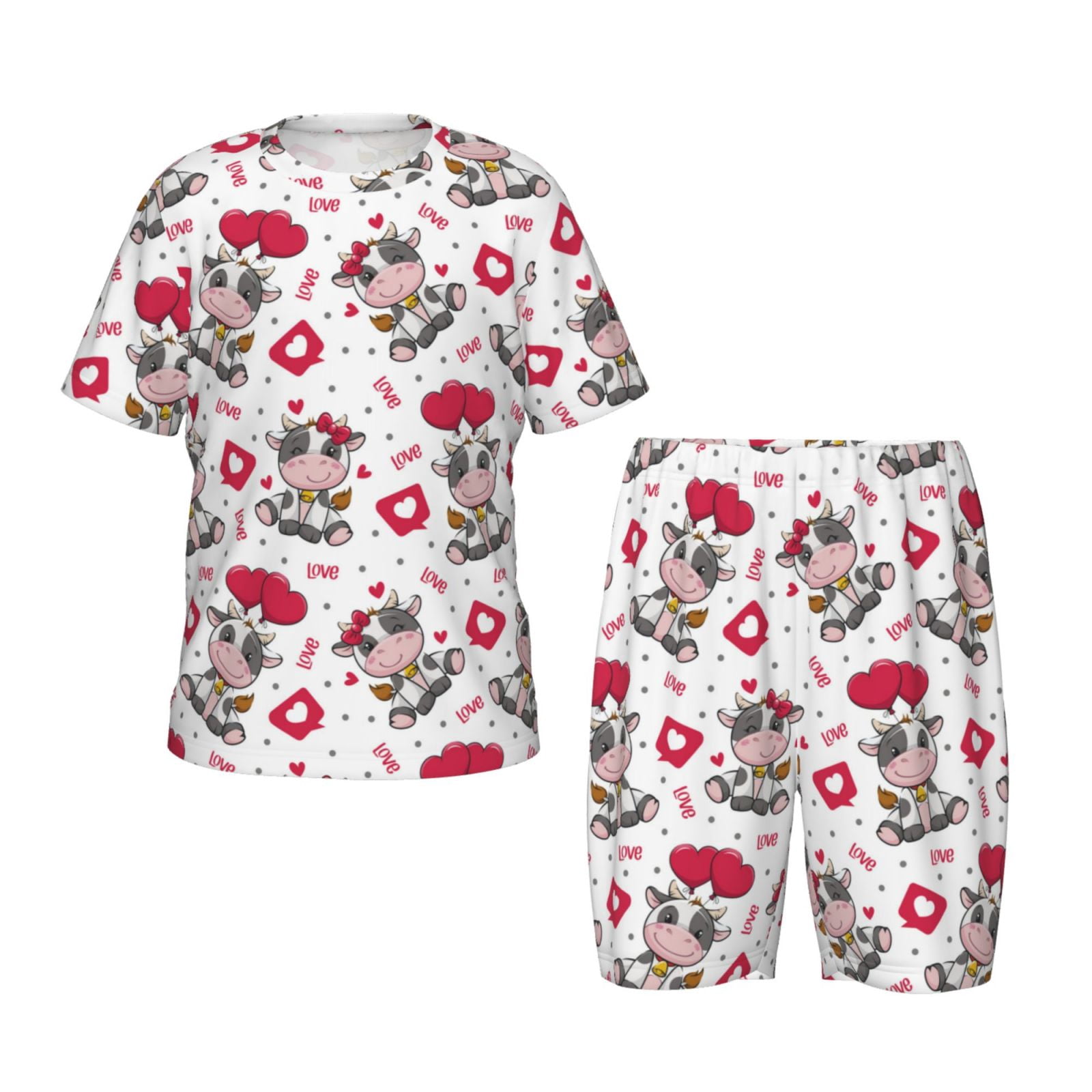 Fuzoiu Caring Cow Print Boys Girls Pjs Sleepwear,2 Piece Pajam,Comfy ...