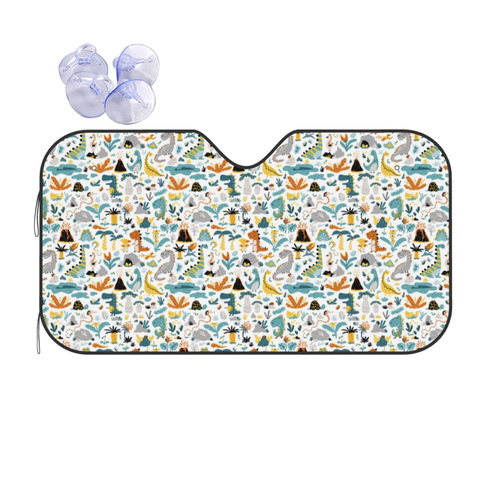 Fuzoiu Cartoon Dinosaur Print Car Windshield Sun Shade,Block Uv Rays ...