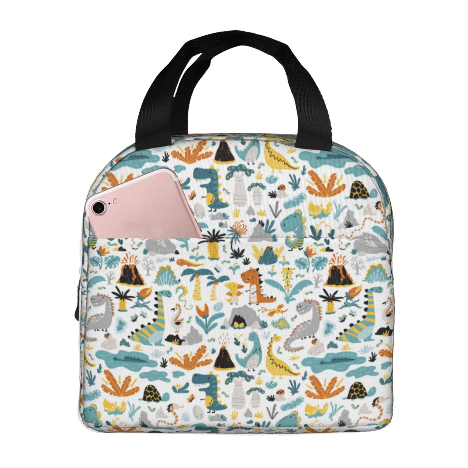 Fuzoiu Cartoon Dinosaur Print Lunch Bag for Women & Men,Adult Insulated ...
