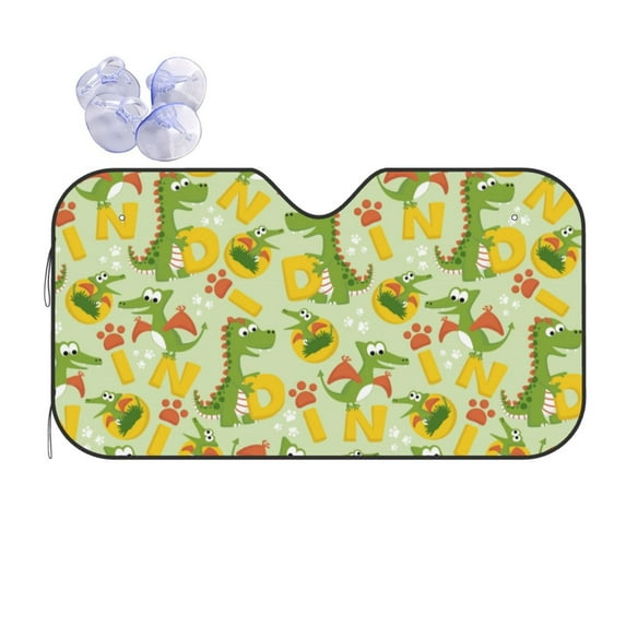 Fuzoiu Cartoon Dinosaurs Print Car Windshield Sun Shade,Block Uv Rays ...