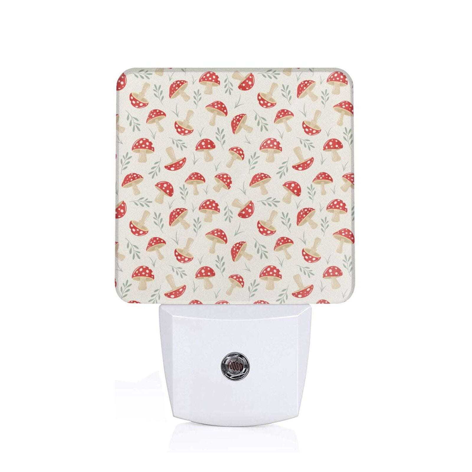 Fuzoiu Cartoon Flat Mushrooms Print Dusk to Dawn LED Night Light with ...