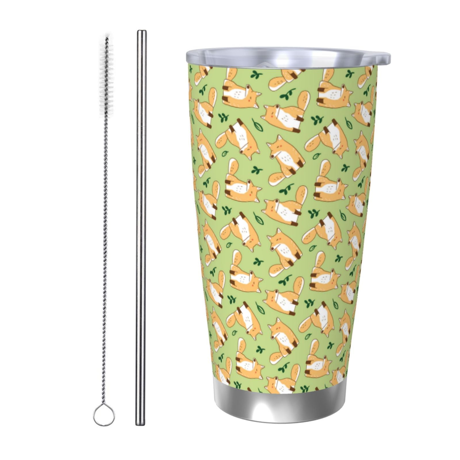 Fuzoiu Cartoon Fox 2 Print 20oz Tumbler, Stainless Steel Vacuum ...