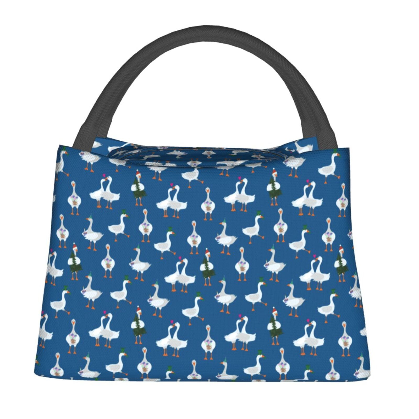 Fuzoiu Cartoon Geese With Xmas Print Portable Insulation Lunch Bag ...
