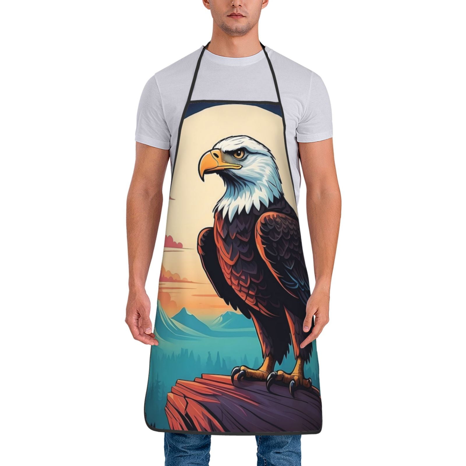 Fuzoiu Cartoon Iceberg Bald Eagle Print Waterproof Apron, Kitchen Apron ...